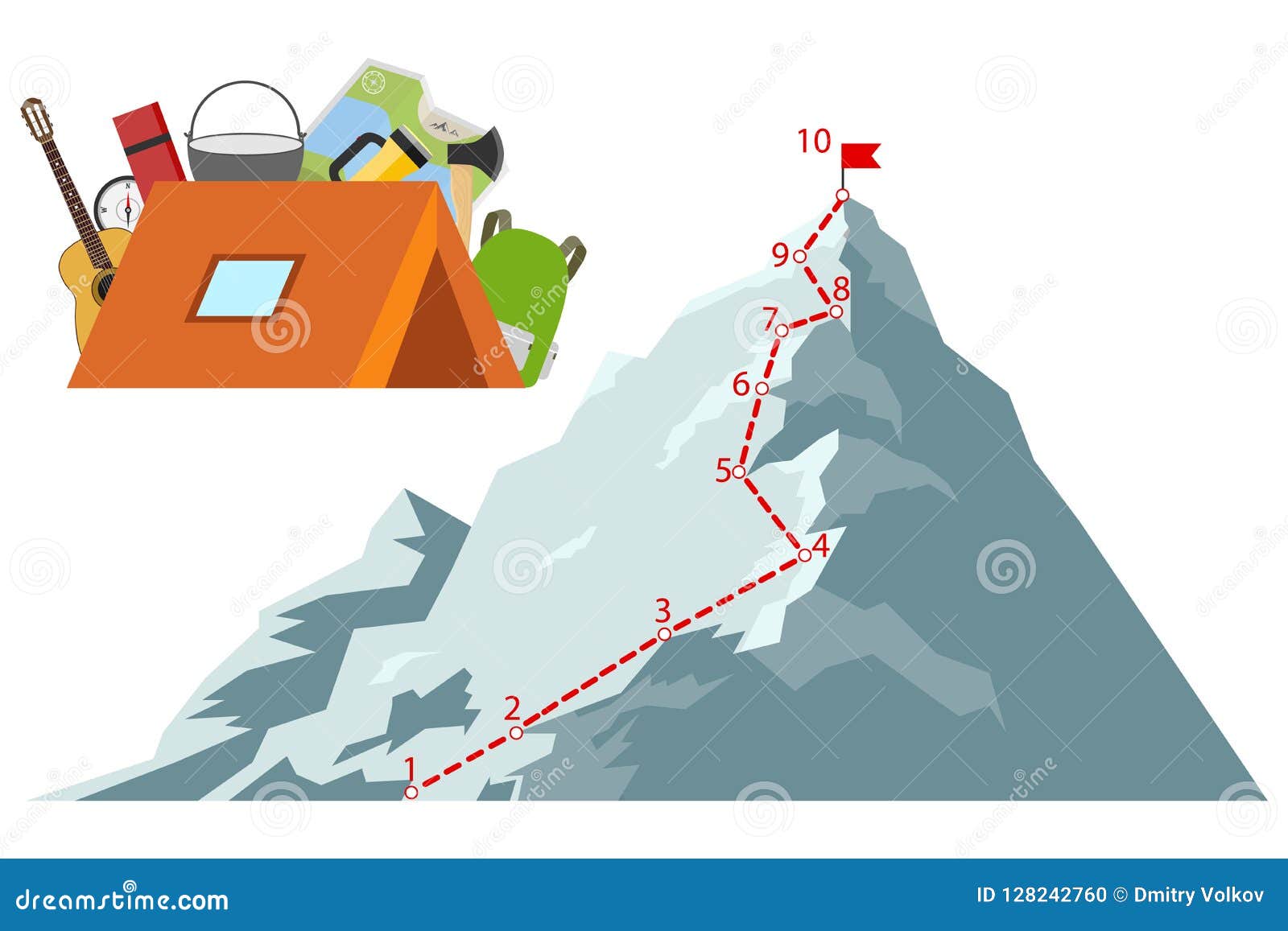 Route Climber. Climber Climb To the Top. Way To Success Stock ...