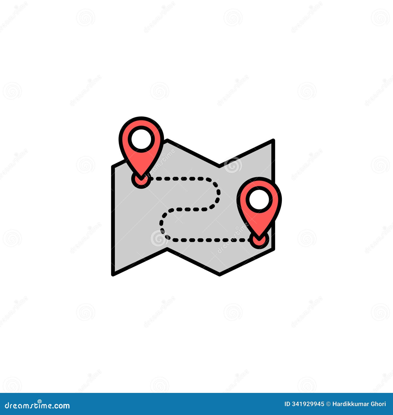 Route Colored Vector Icon on White Background Stock Vector ...