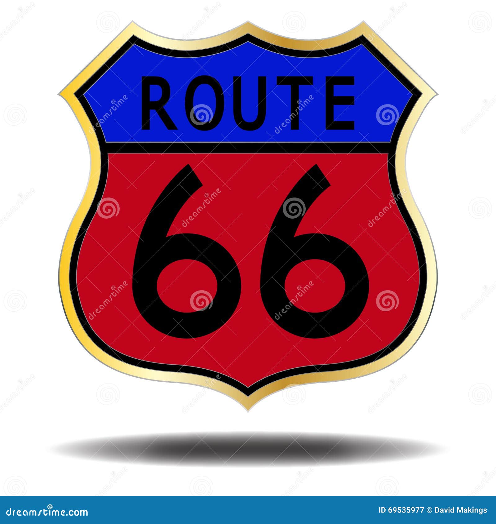 Route 66 Coloured Sign editorial photography. Illustration of blank ...