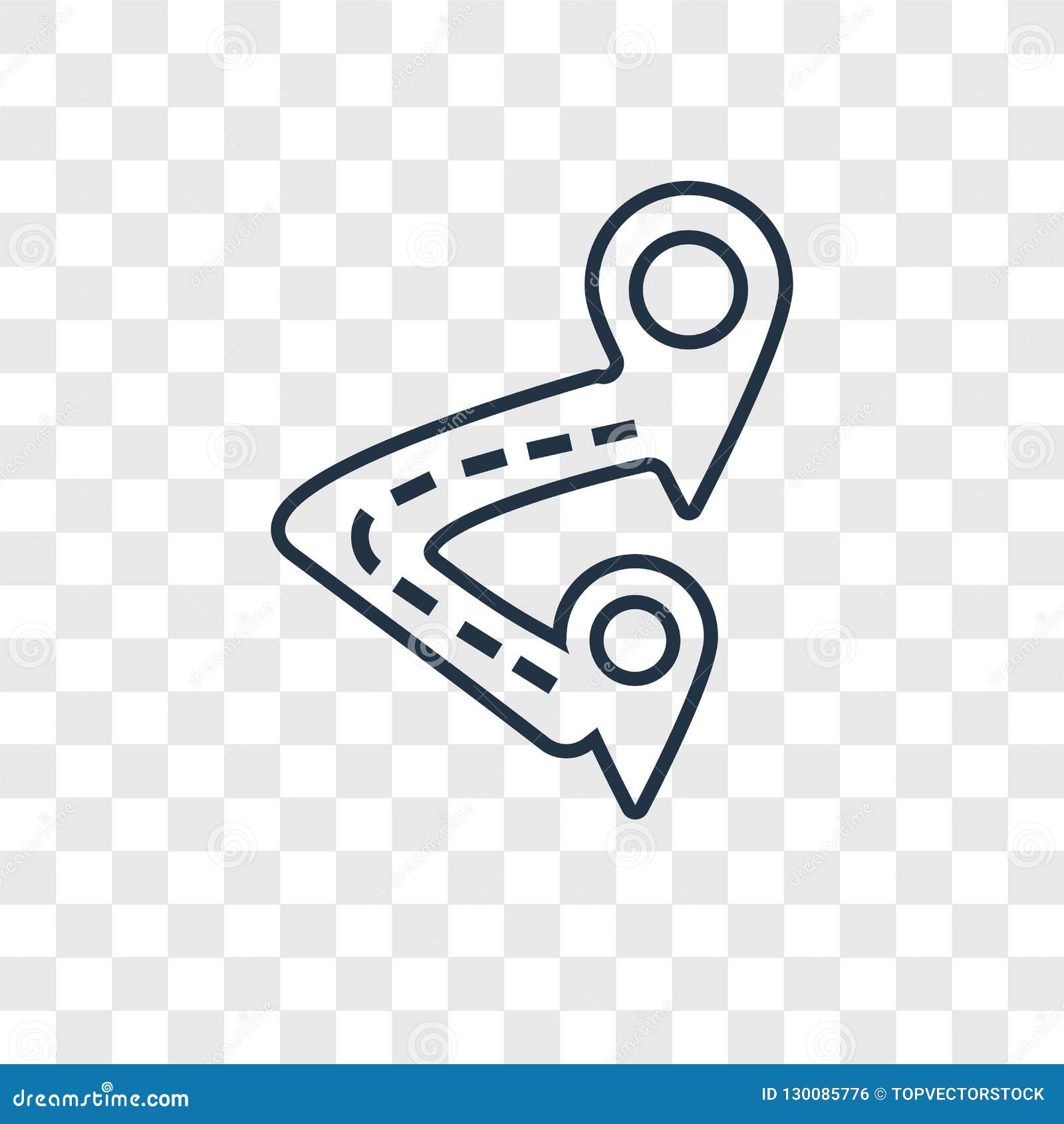 Route Concept Vector Linear Icon Isolated on Transparent Background ...