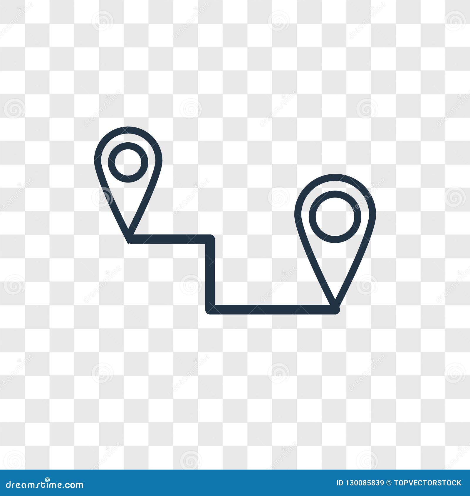 Route Concept Vector Linear Icon Isolated on Transparent Background ...