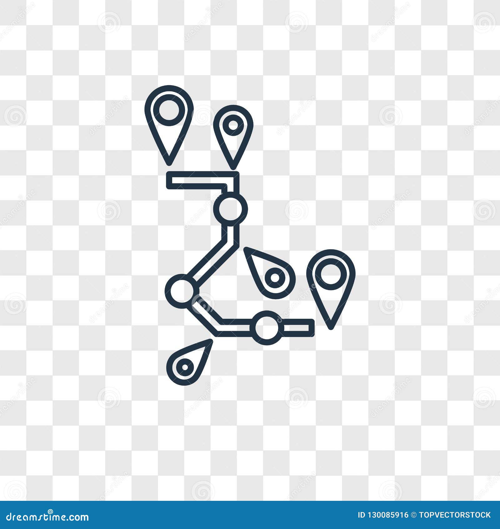 Route Concept Vector Linear Icon Isolated on Transparent Background ...