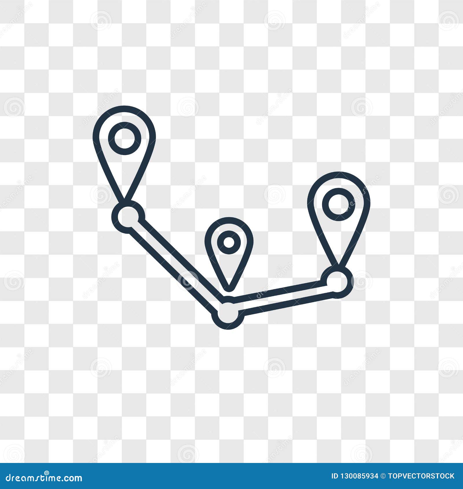 Route Concept Vector Linear Icon Isolated on Transparent Background ...