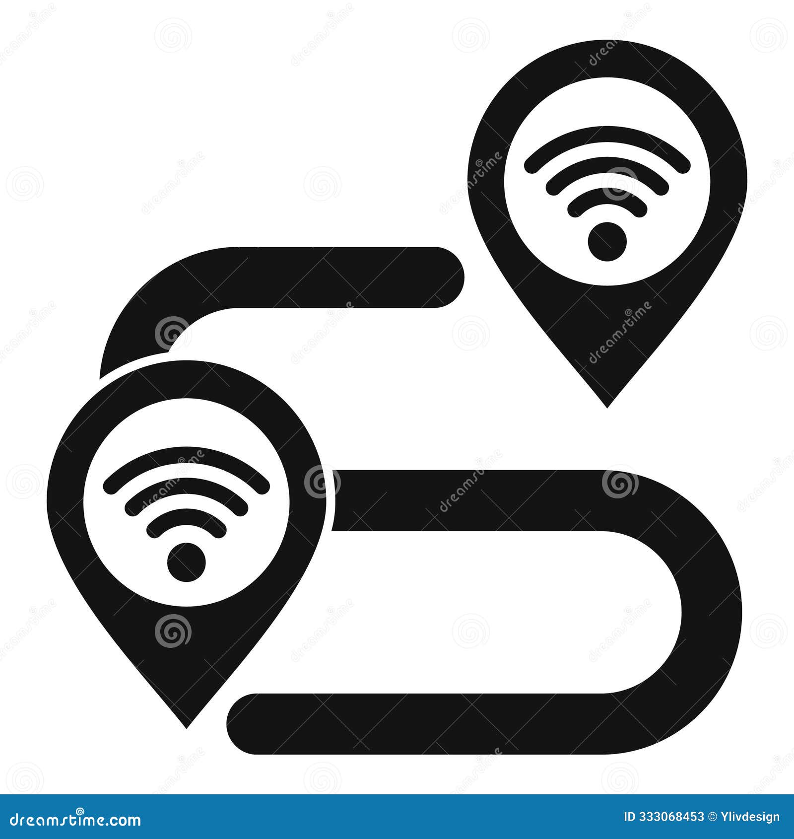 Route Connecting Two Wifi Spots with Curved Line Stock Illustration ...