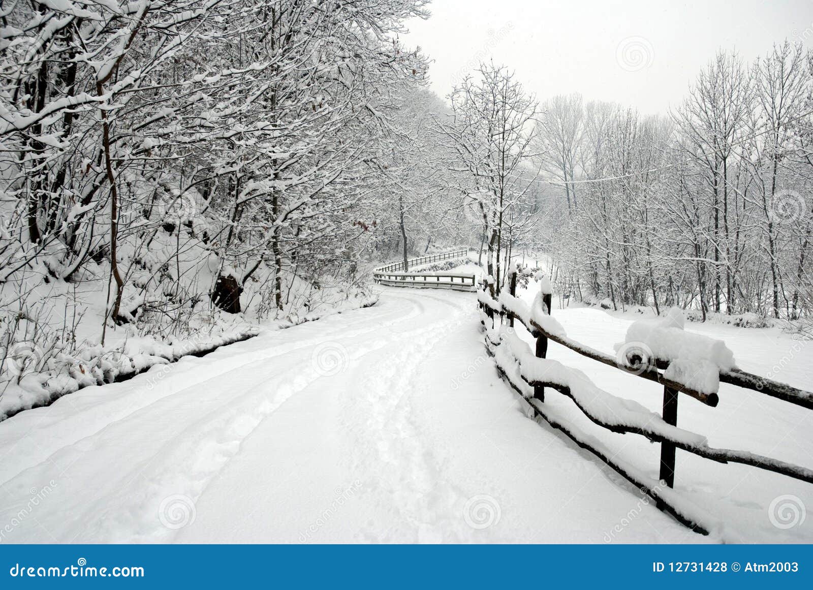 Route dans la neige photo stock. Image du forêt, piloter - 12731428