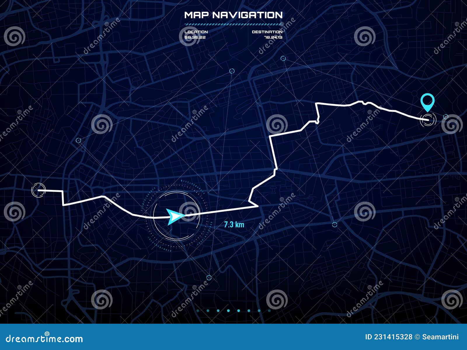 Route Dashboard with City Map Navigation Interface Stock Vector ...