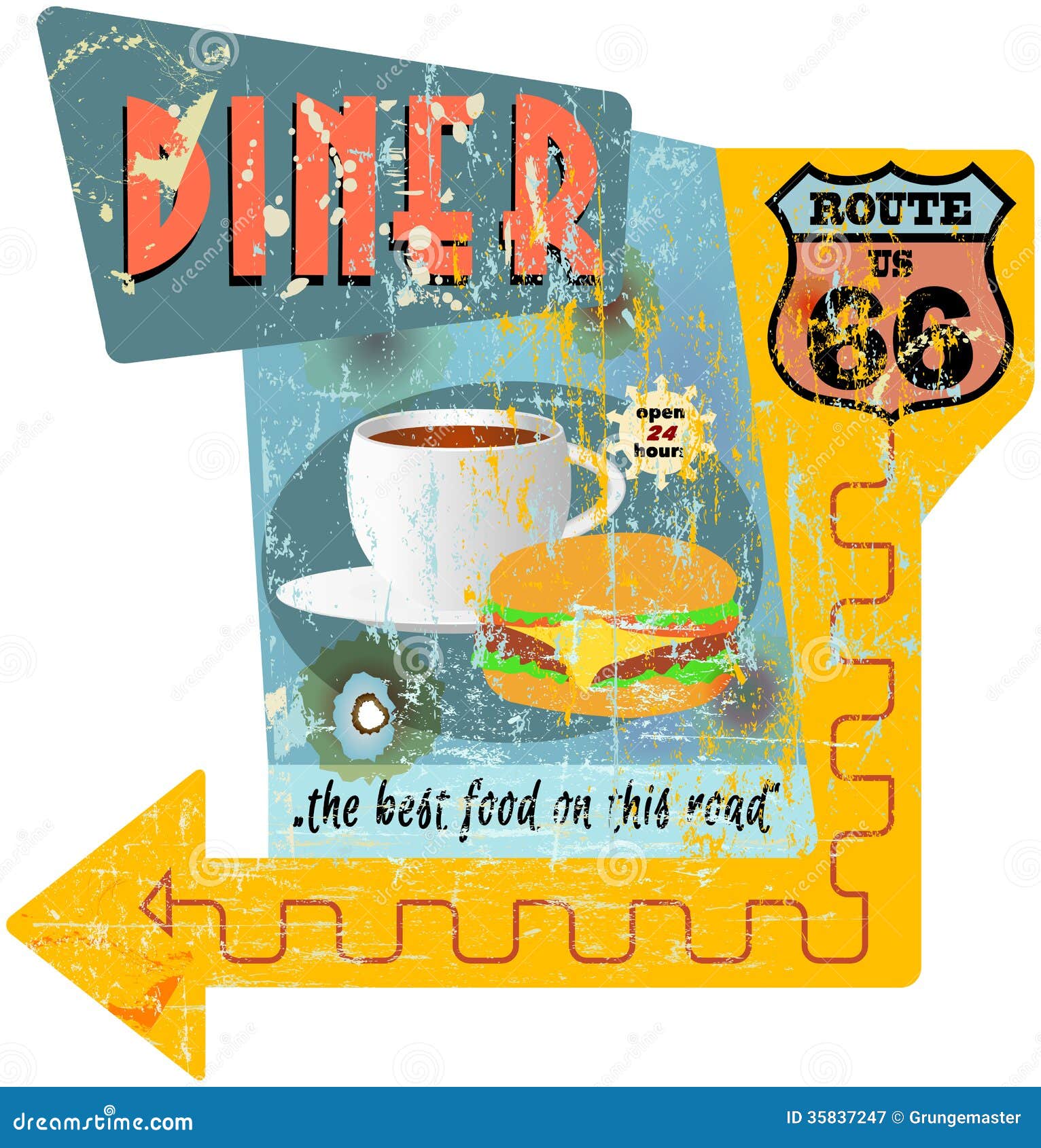 Vintage Diner Sign, Vector Illustration | CartoonDealer.com #31323052