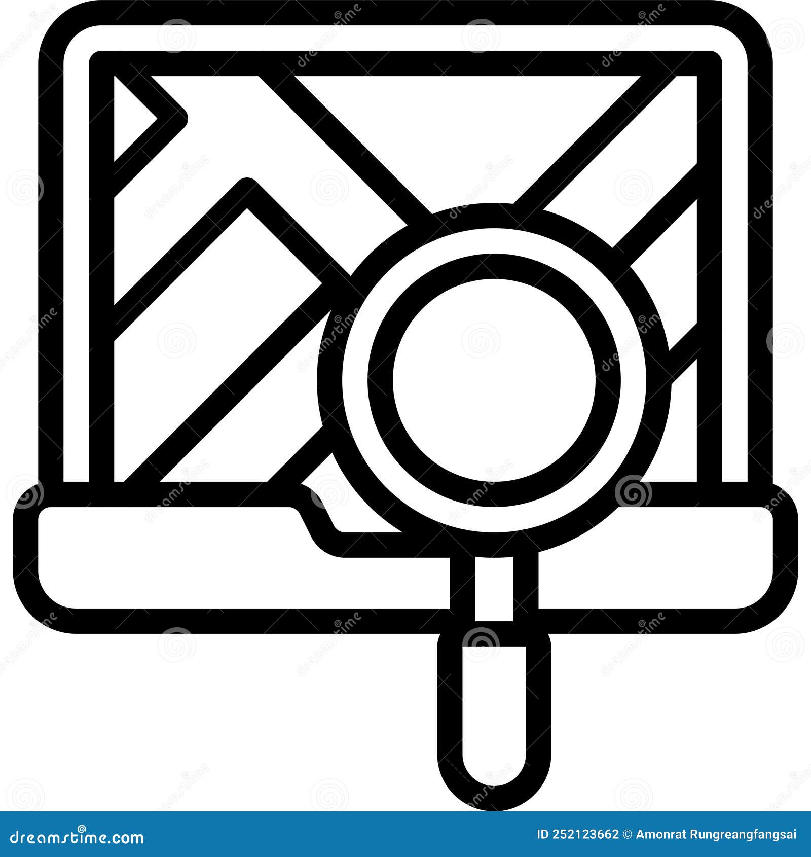 Route Finding on Laptop Screen Icon, Location Map and Navigation Vector ...