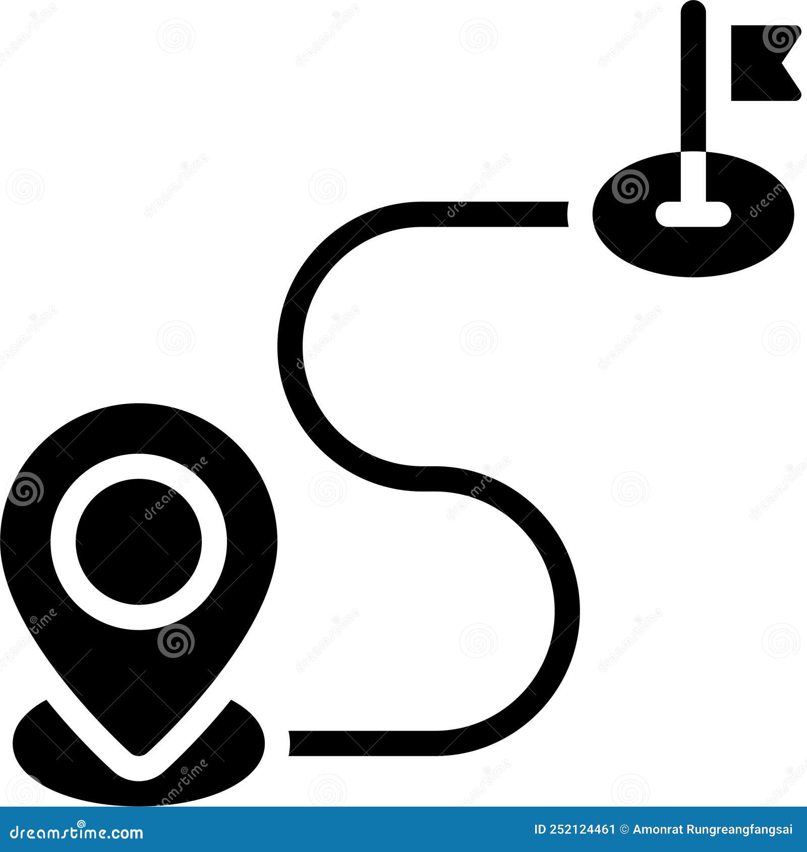 Route with Flag Icon, Location Map and Navigation Vector Stock Vector ...