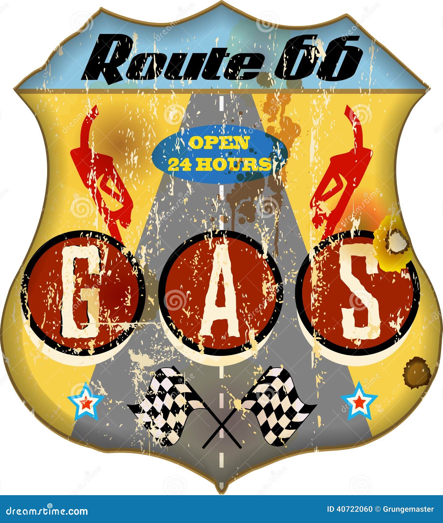 Route 66 gas station stock vector. Illustration of petrol - 40722060