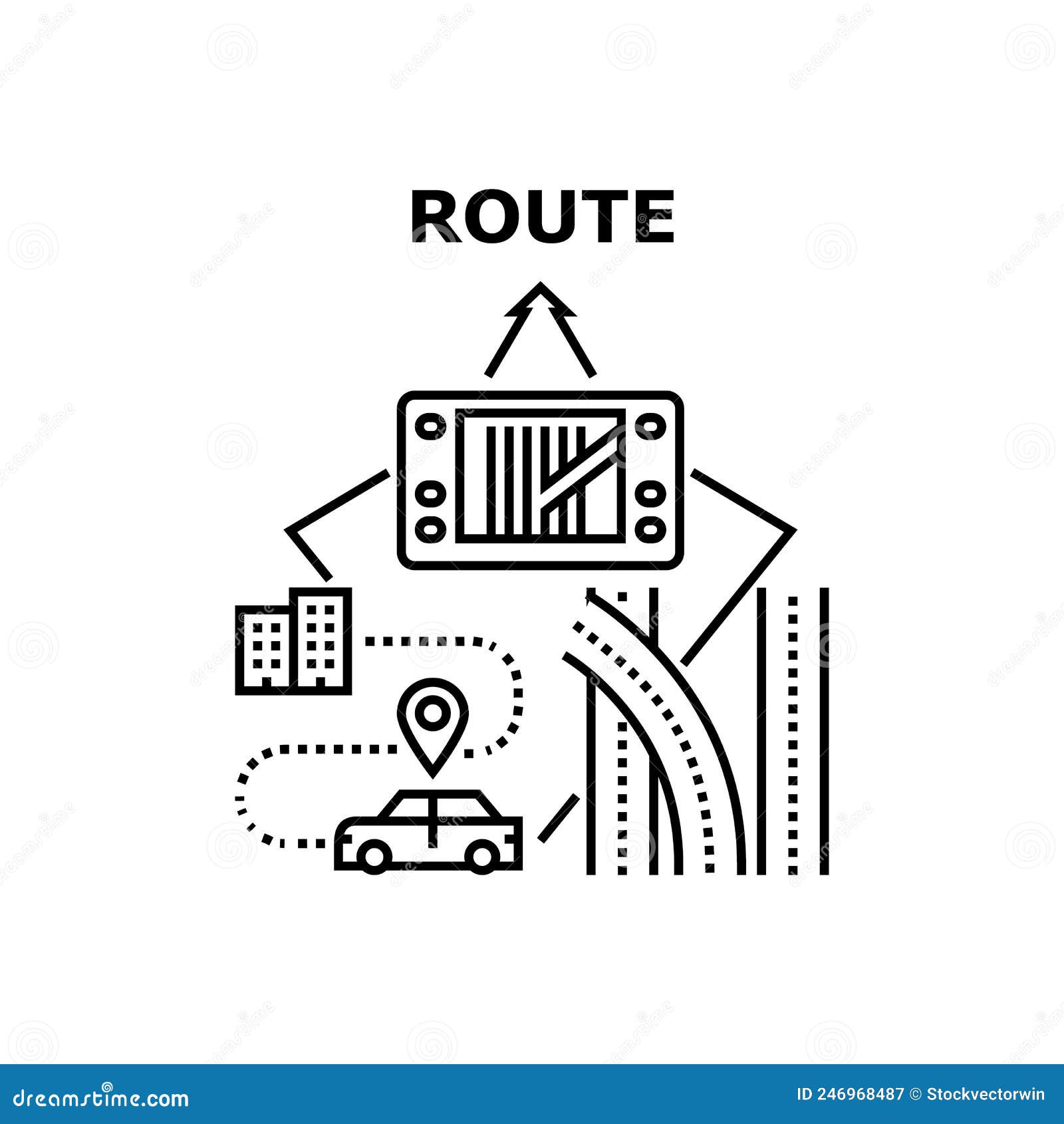 Route Guiding Vector Concept Black Illustration | CartoonDealer.com ...