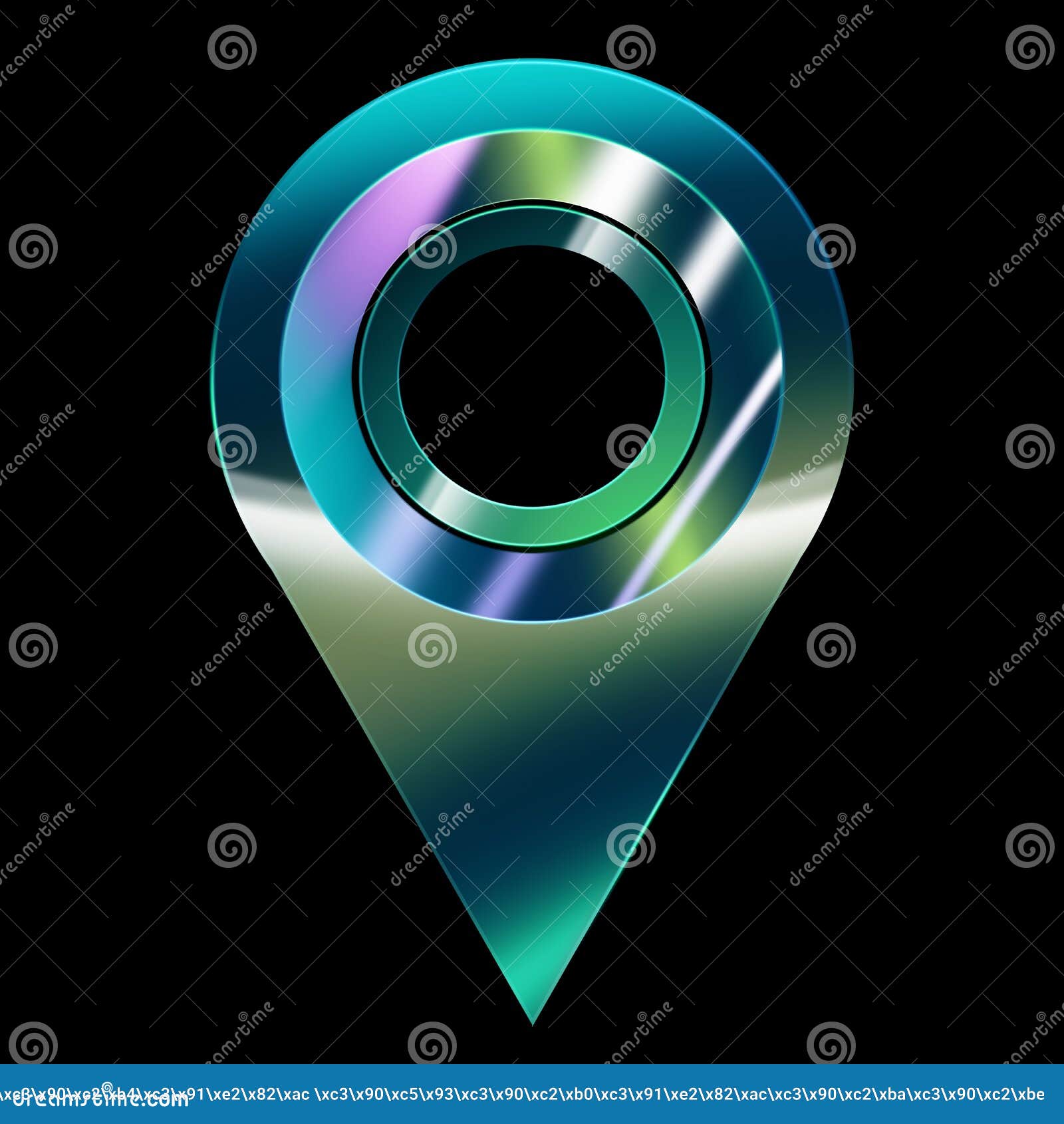 Route Icon, Arrival Point Isolated on Black Background. GPS Navigation ...