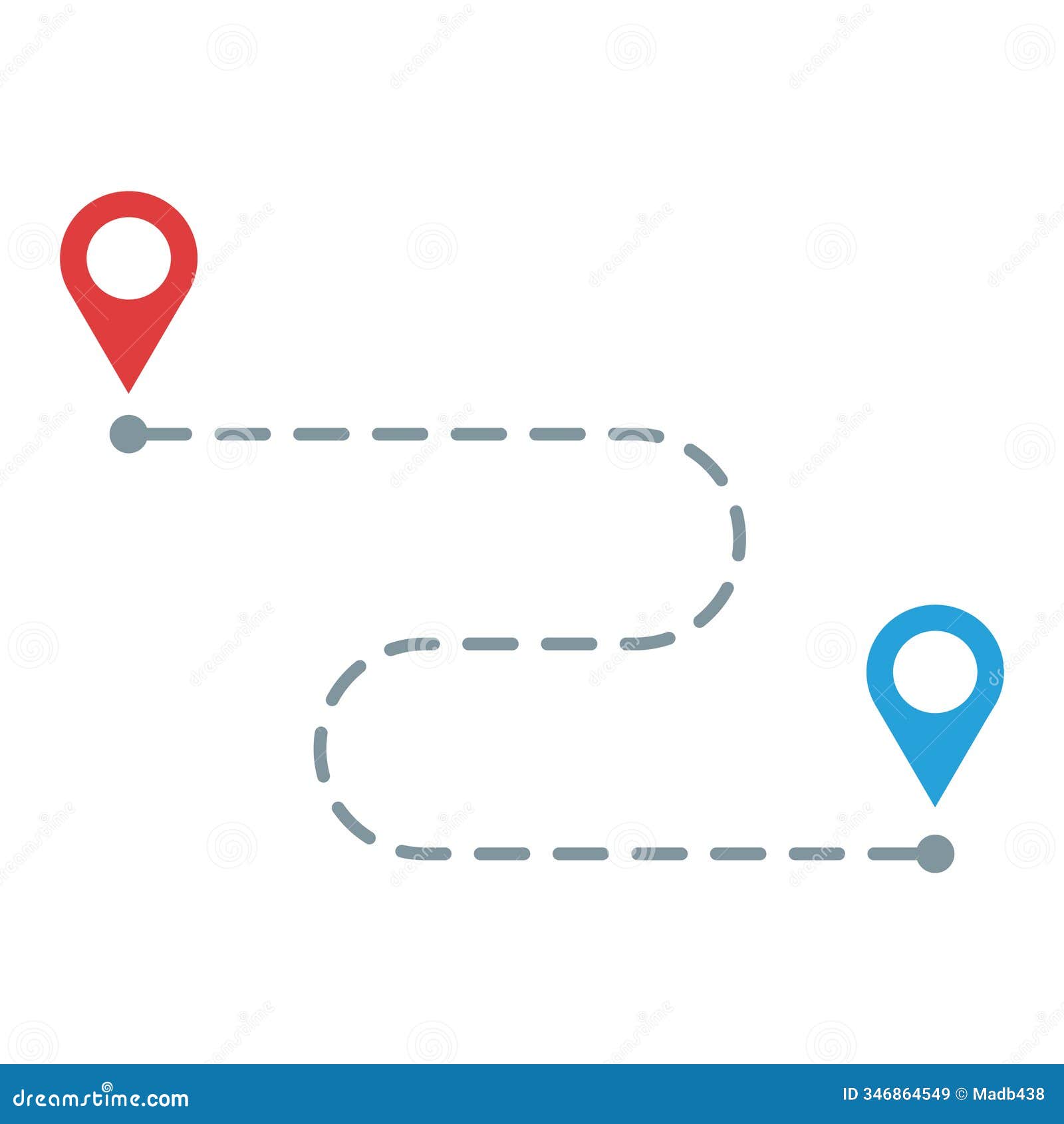 Route Icon Design. Blue and Red Pin. Vector. Stock Illustration ...