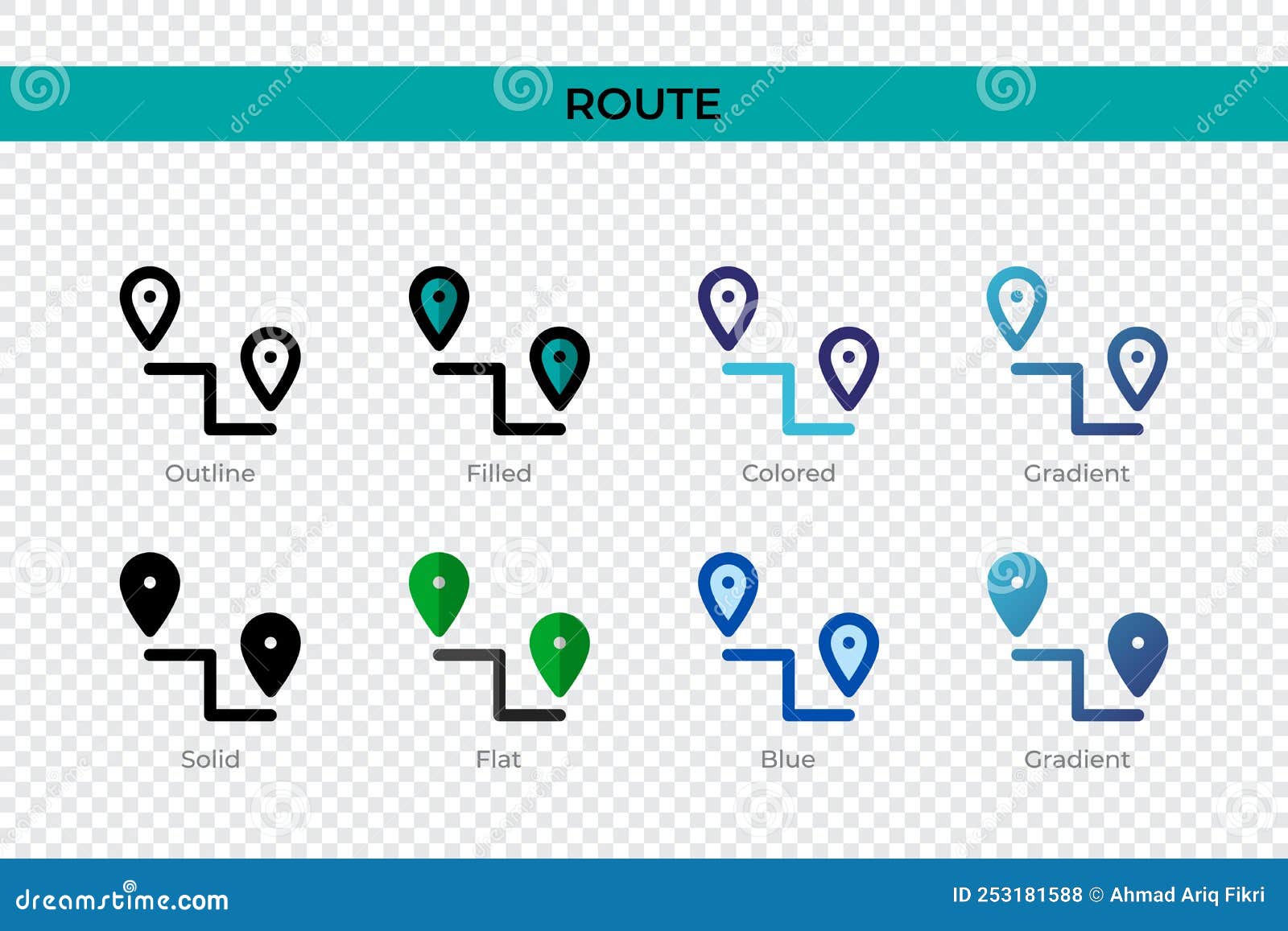 Route Icon in Different Style. Route Vector Icons Designed in Outline ...