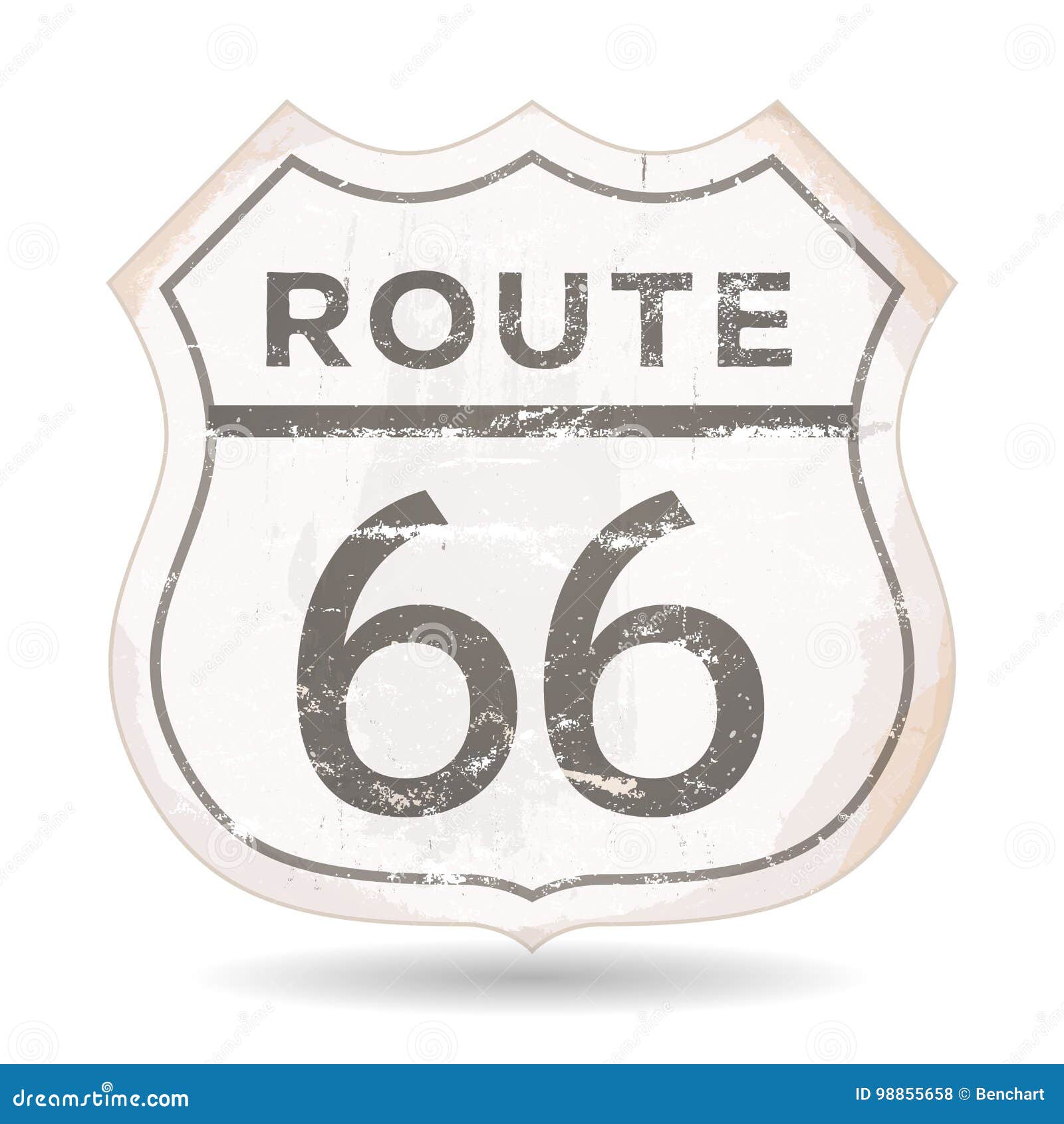 Route 66 Icon With Grunge And Rust Textures Vector Illustration ...
