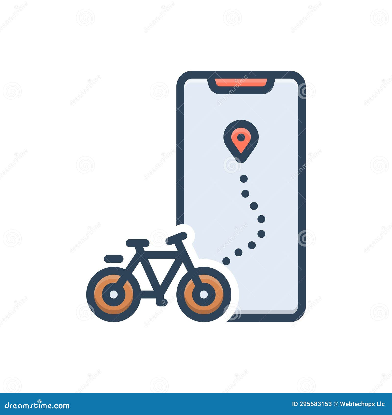 Color Illustration Icon for Route, Mobile and Distance Stock ...