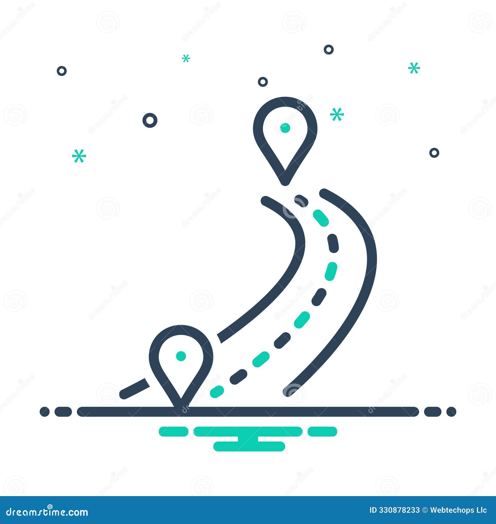 Mix Icon for Route, Thoroughfare and Pin Stock Illustration ...