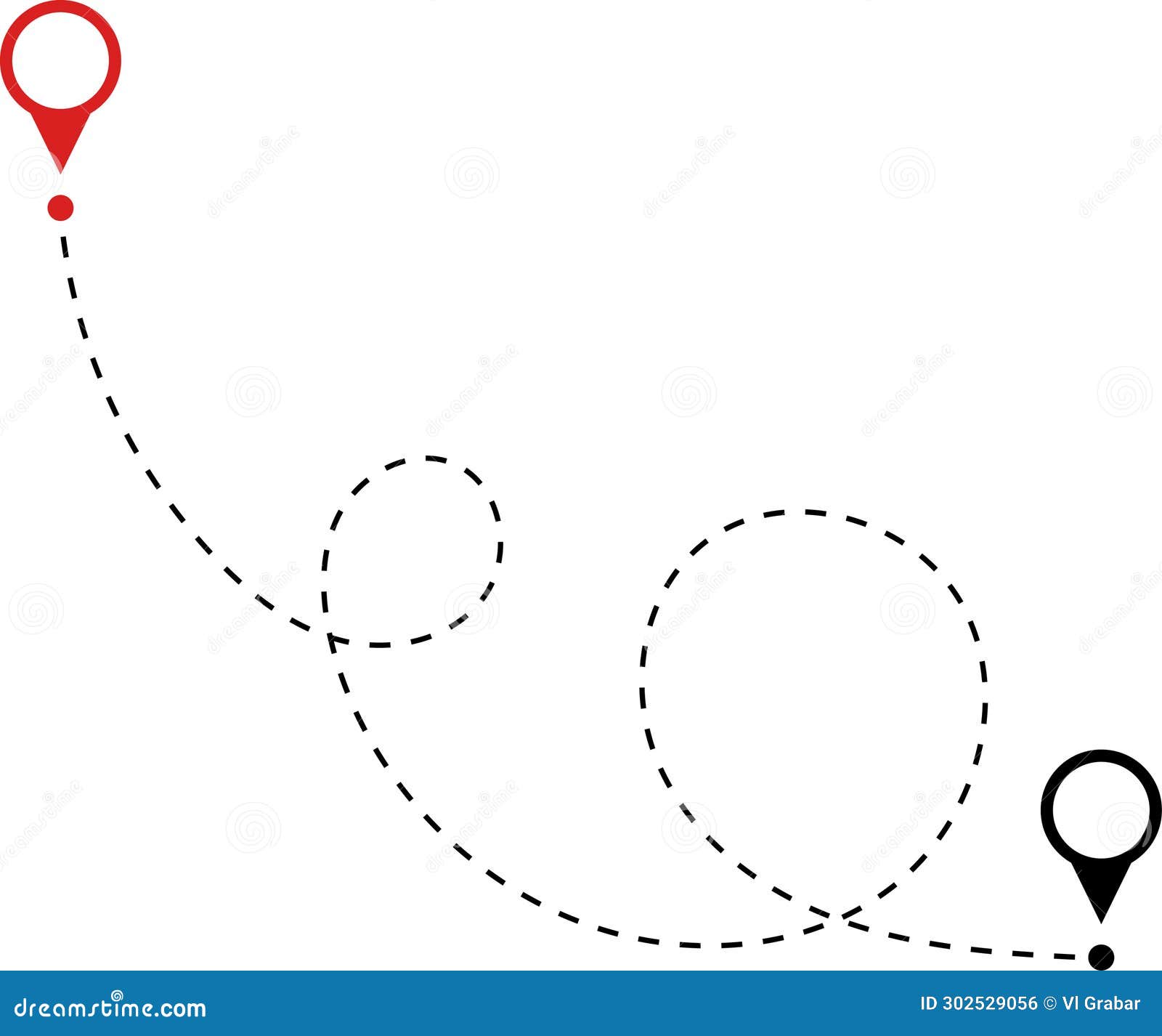 Route Icon - Two Points with Dotted Path and Location Pin. Route ...