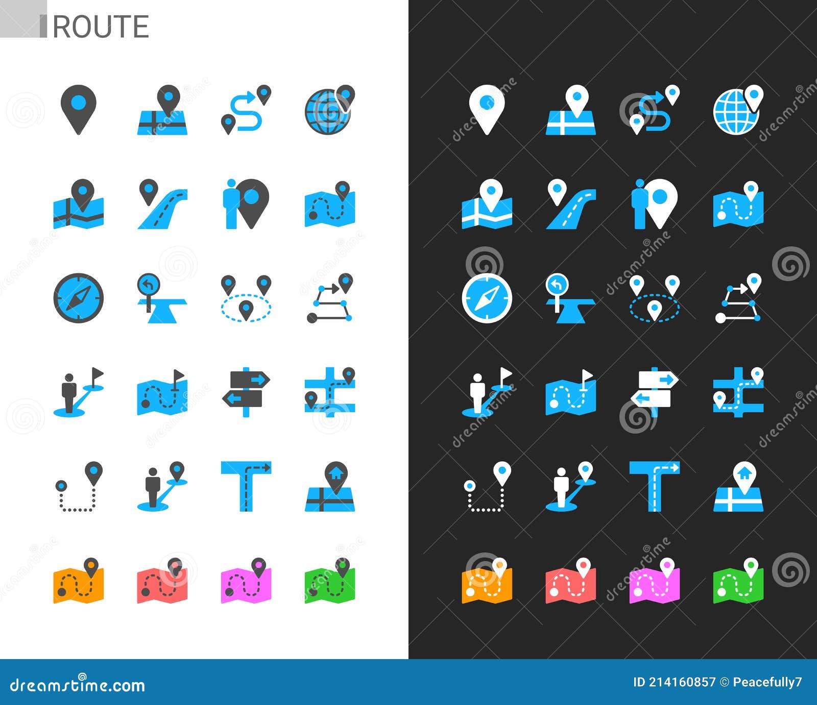 Route Icons Vector. Road Illustration Sign. Journey Symbol. Navigation ...