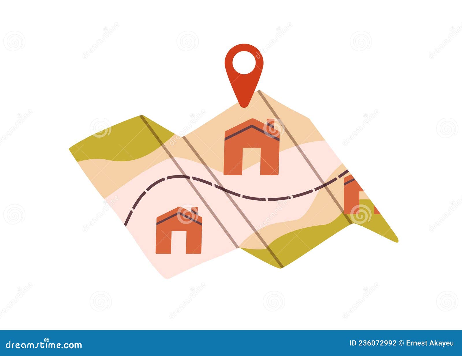 Locations And City Icons Set In Line Simple And Thin Style. Vec Cartoon ...