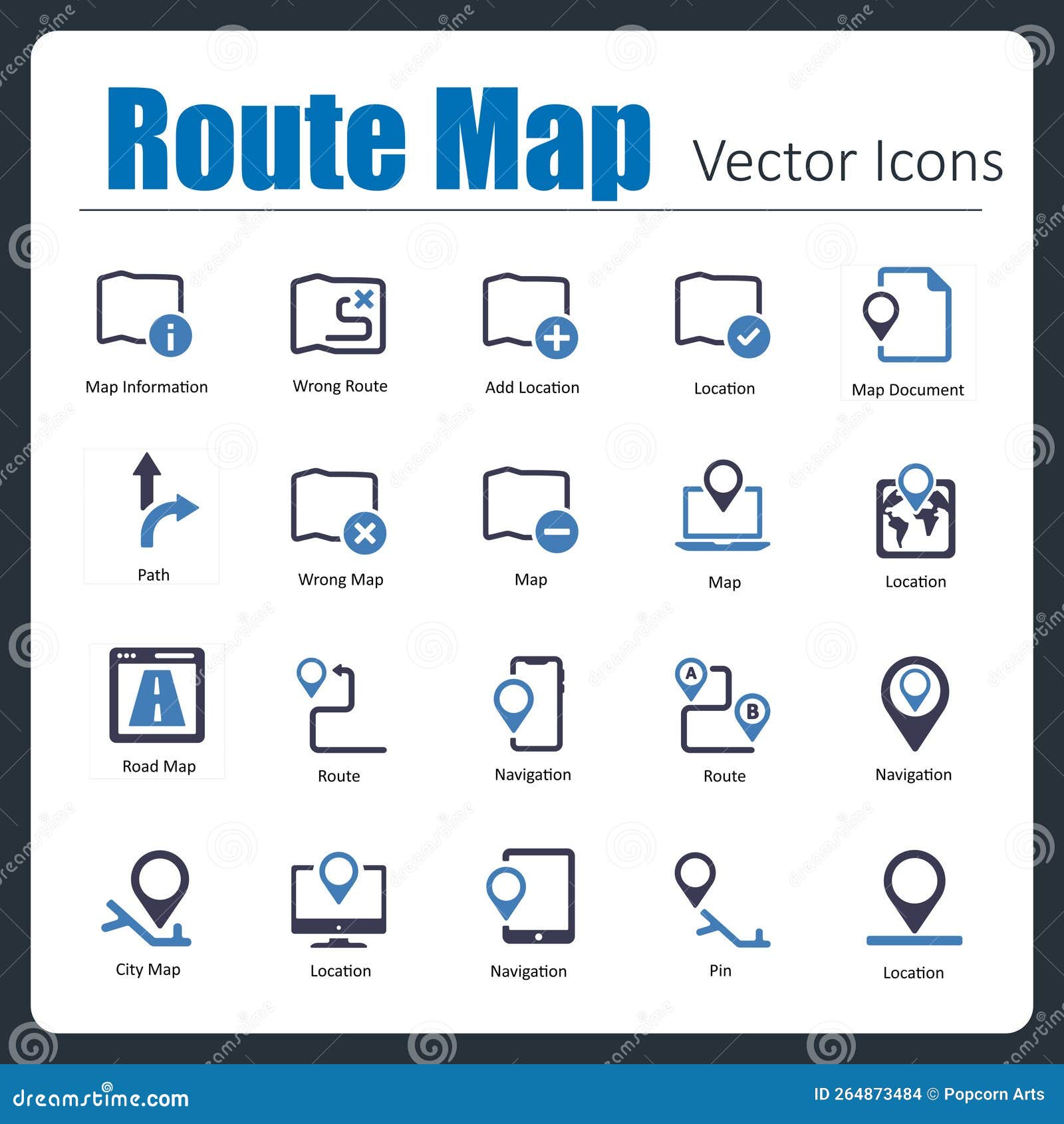 Route Map stock vector. Illustration of wrong, navigation - 264873484