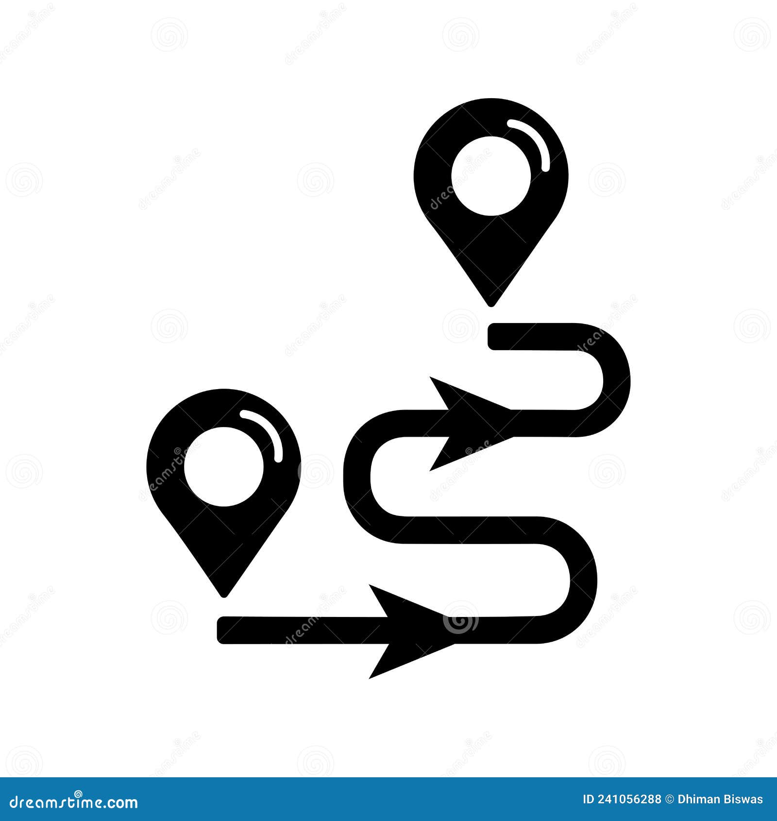 Route, Map, Direction Icon. Black Vector Graphics Stock Illustration ...