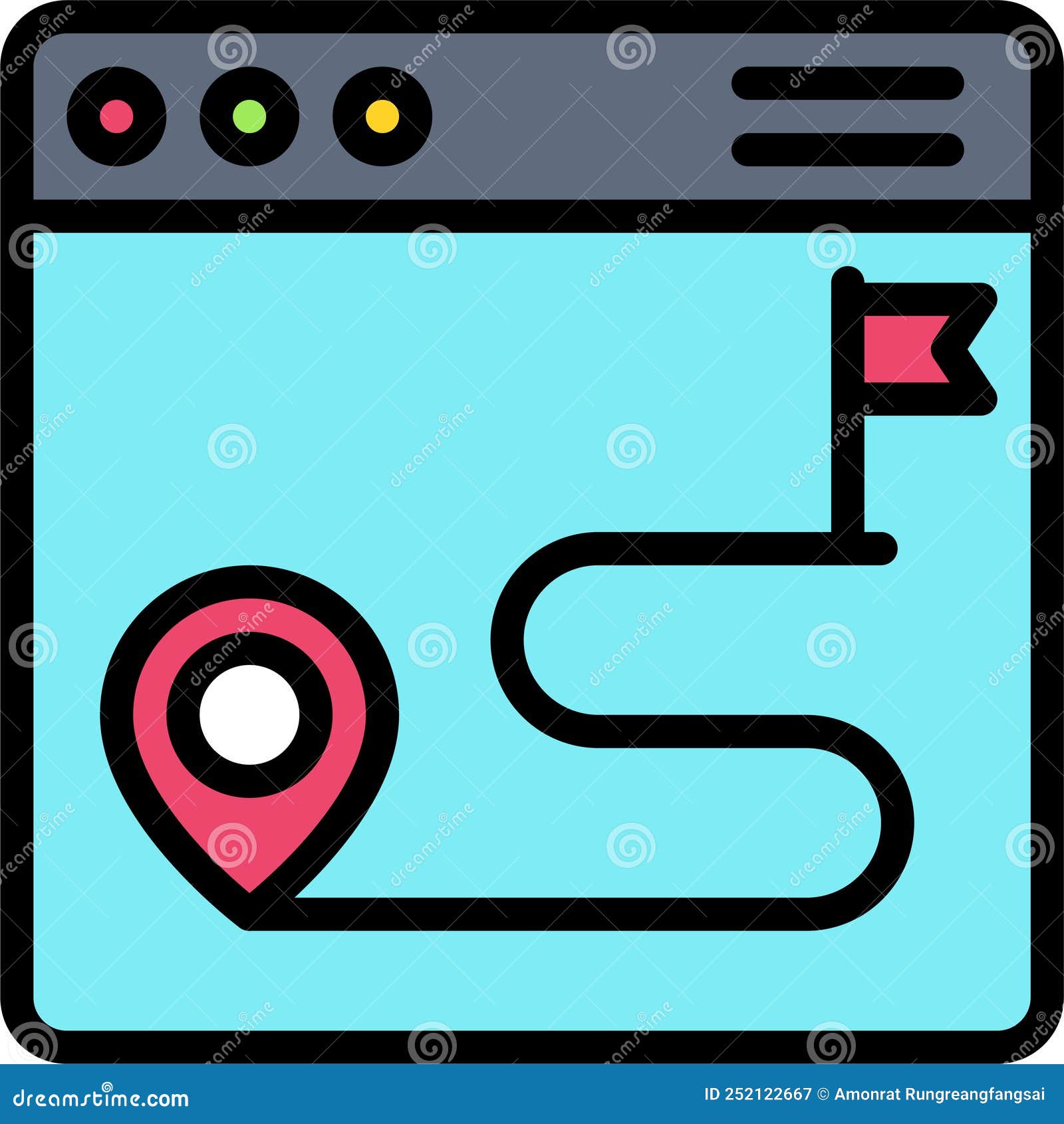 Route Map Icon, Location Map and Navigation Vector Stock Vector ...