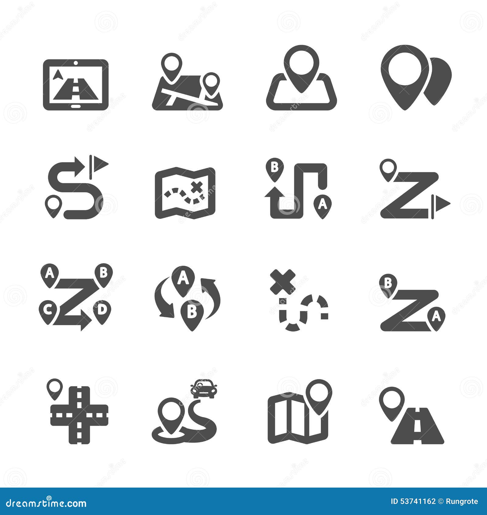 Route Map Icon Set, Vector Eps10 Stock Vector - Illustration of arrow ...