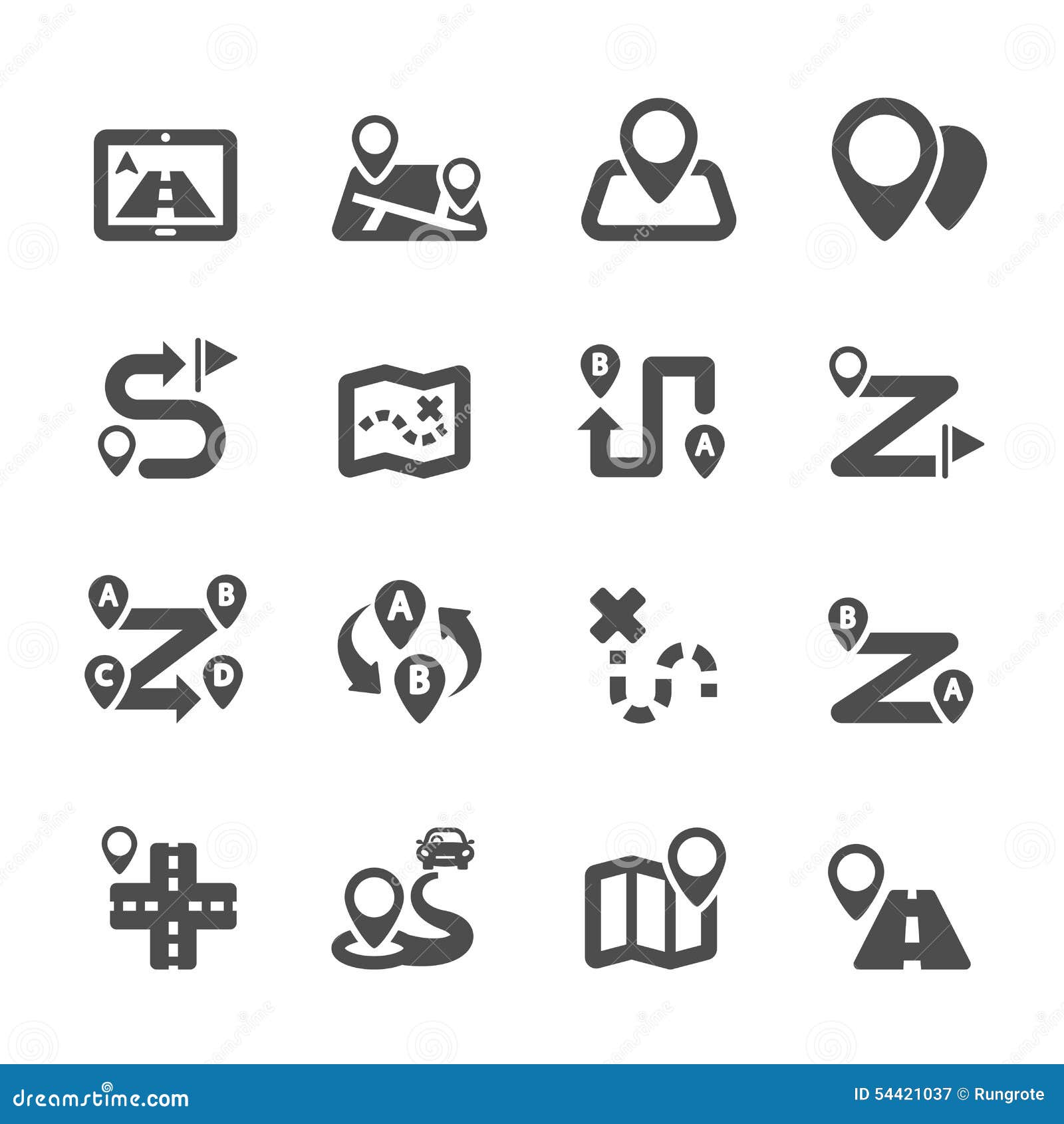 Route Map Icon Set, Vector Eps10 Stock Vector - Illustration of ...