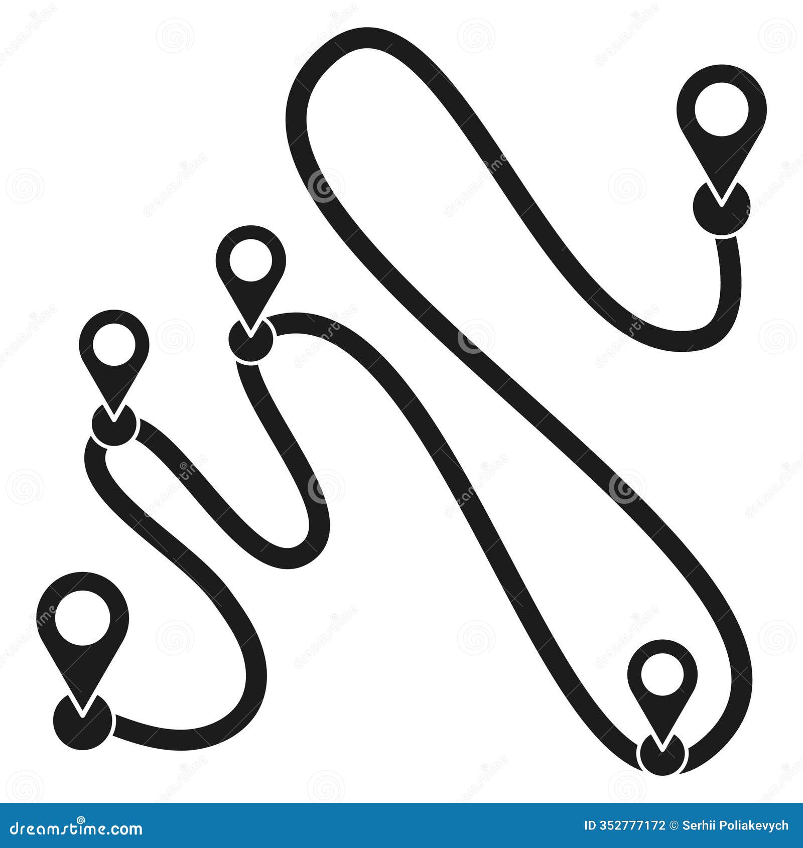 Route Map Illustration. Location Pin Icons. Connected Path Symbol ...