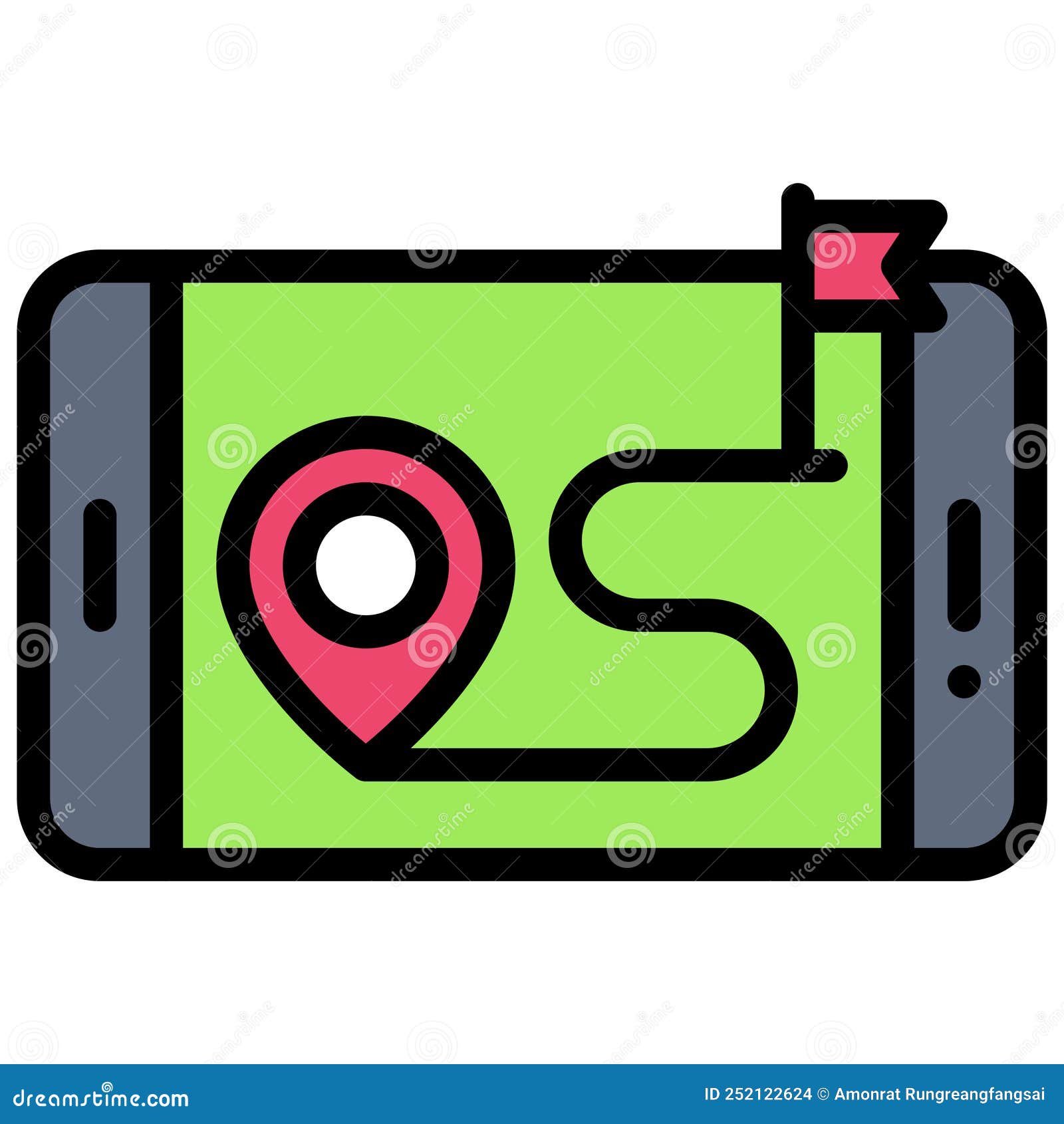 Route Map on Smartphone Icon, Location Map and Navigation Vector Stock ...