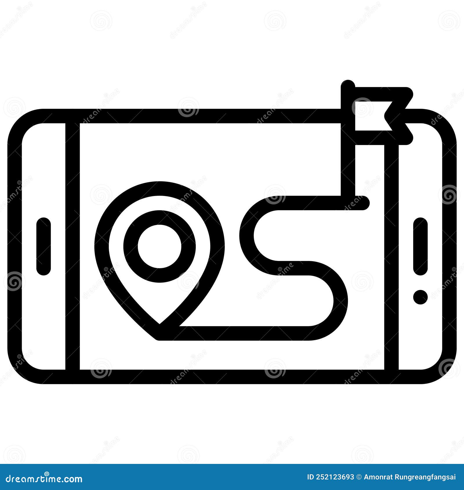 Route Map on Smartphone Icon, Location Map and Navigation Vector Stock ...