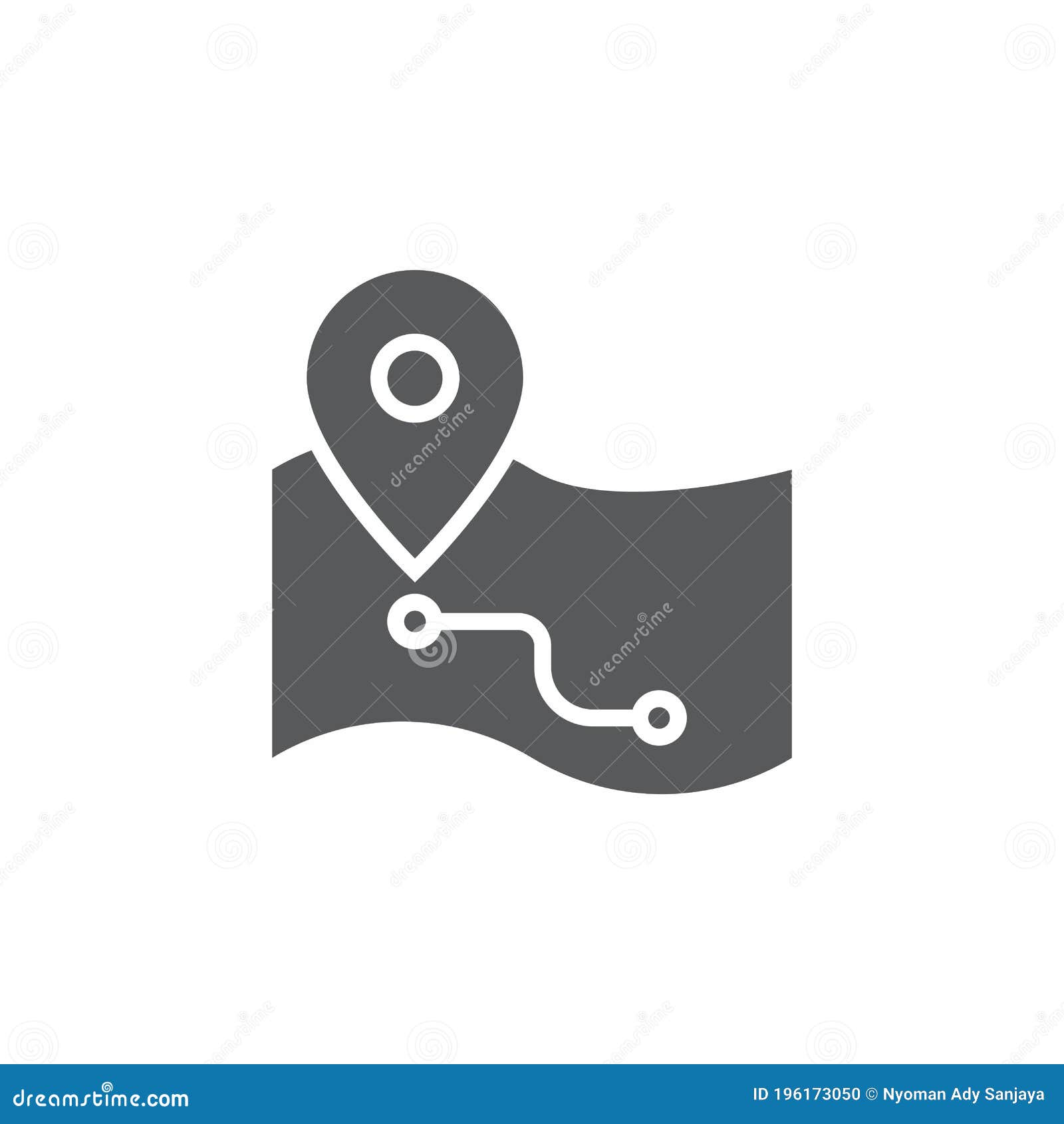 Route on Map Vector Icon Symbol Isolated on White Background Stock ...