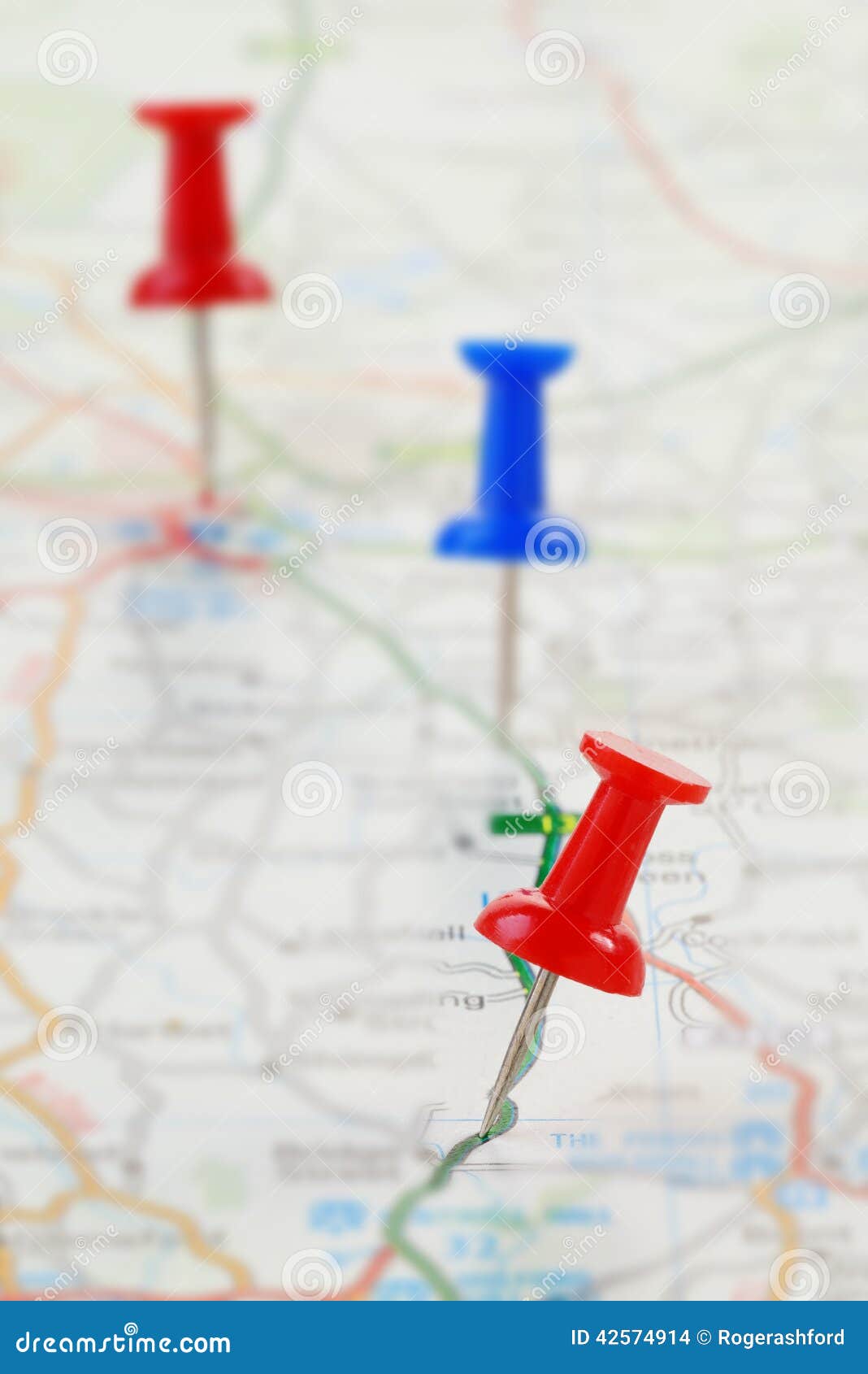 Route Marked on a Map stock photo. Image of pinpoint - 42574914