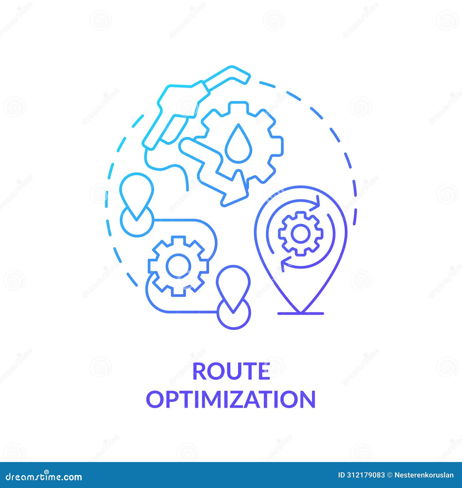Route Optimization Blue Gradient Concept Icon Stock Vector ...