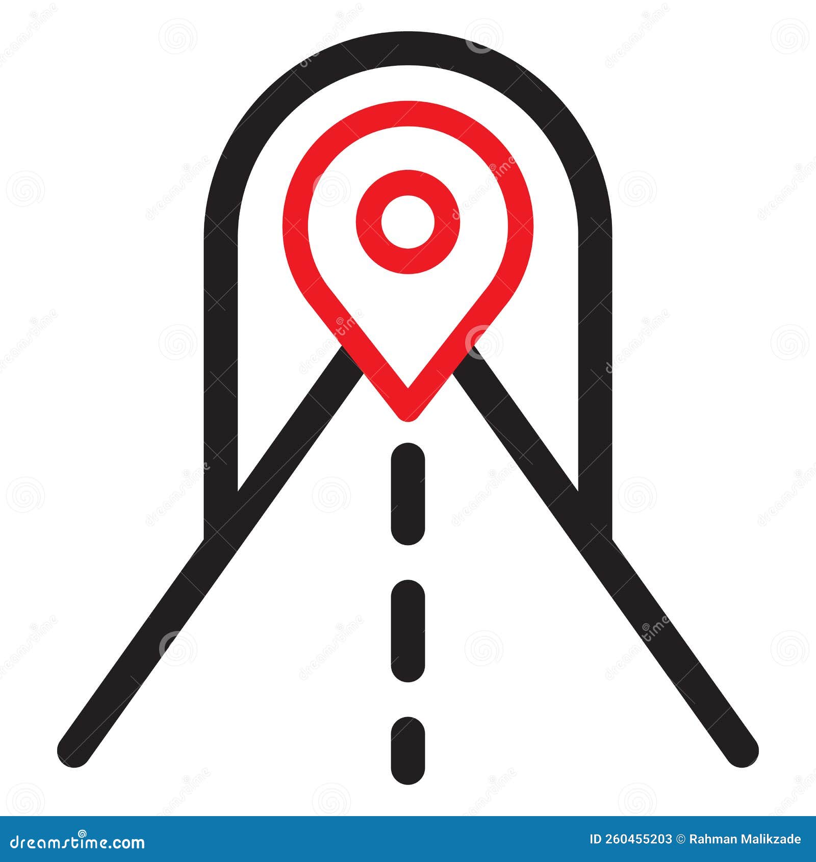 Route and Pin Location Line Icon. Road with Map Pins or Marker Vector ...