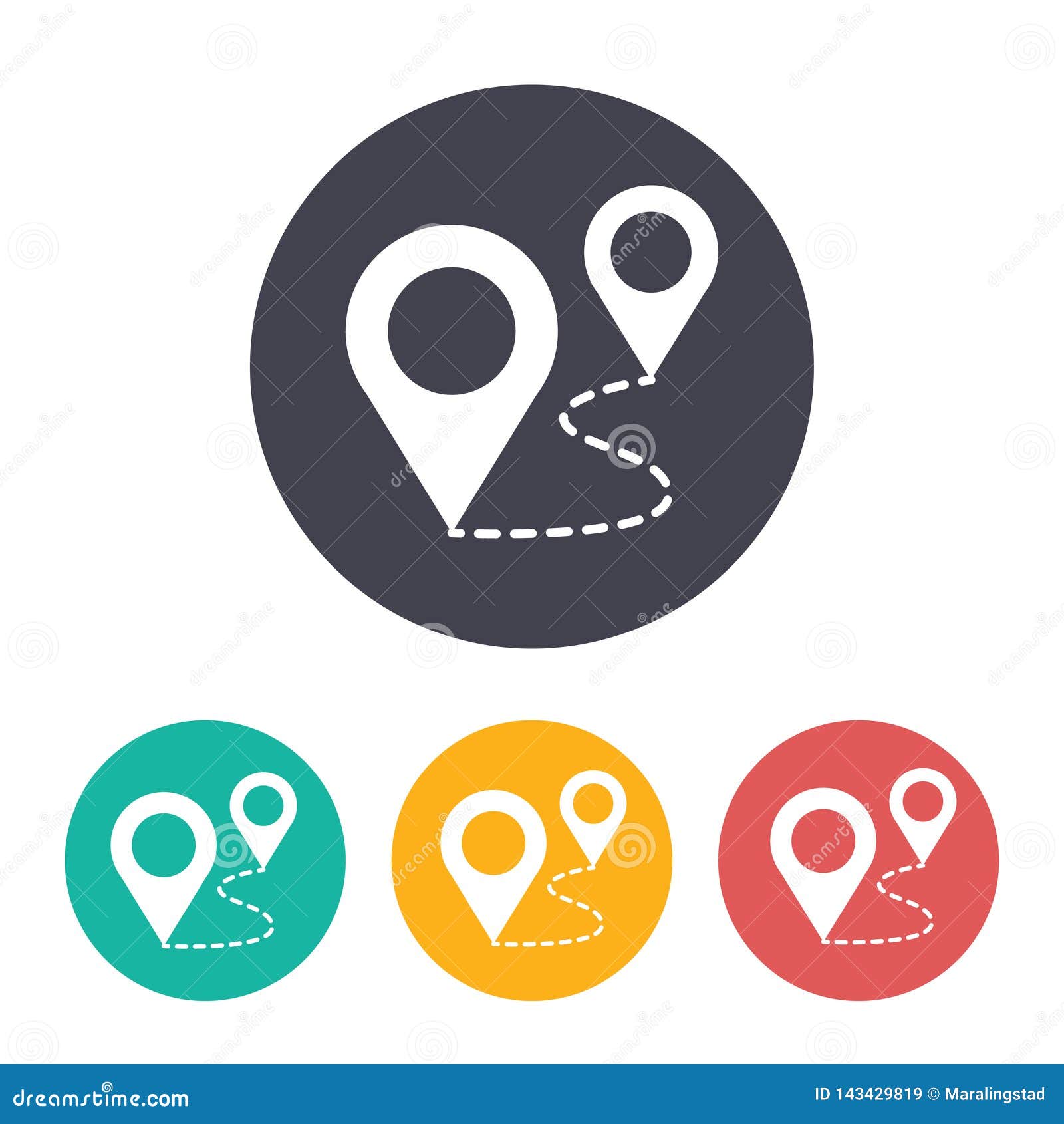 Route with Pins Illustration. Traveling Vector Icon Stock Illustration ...
