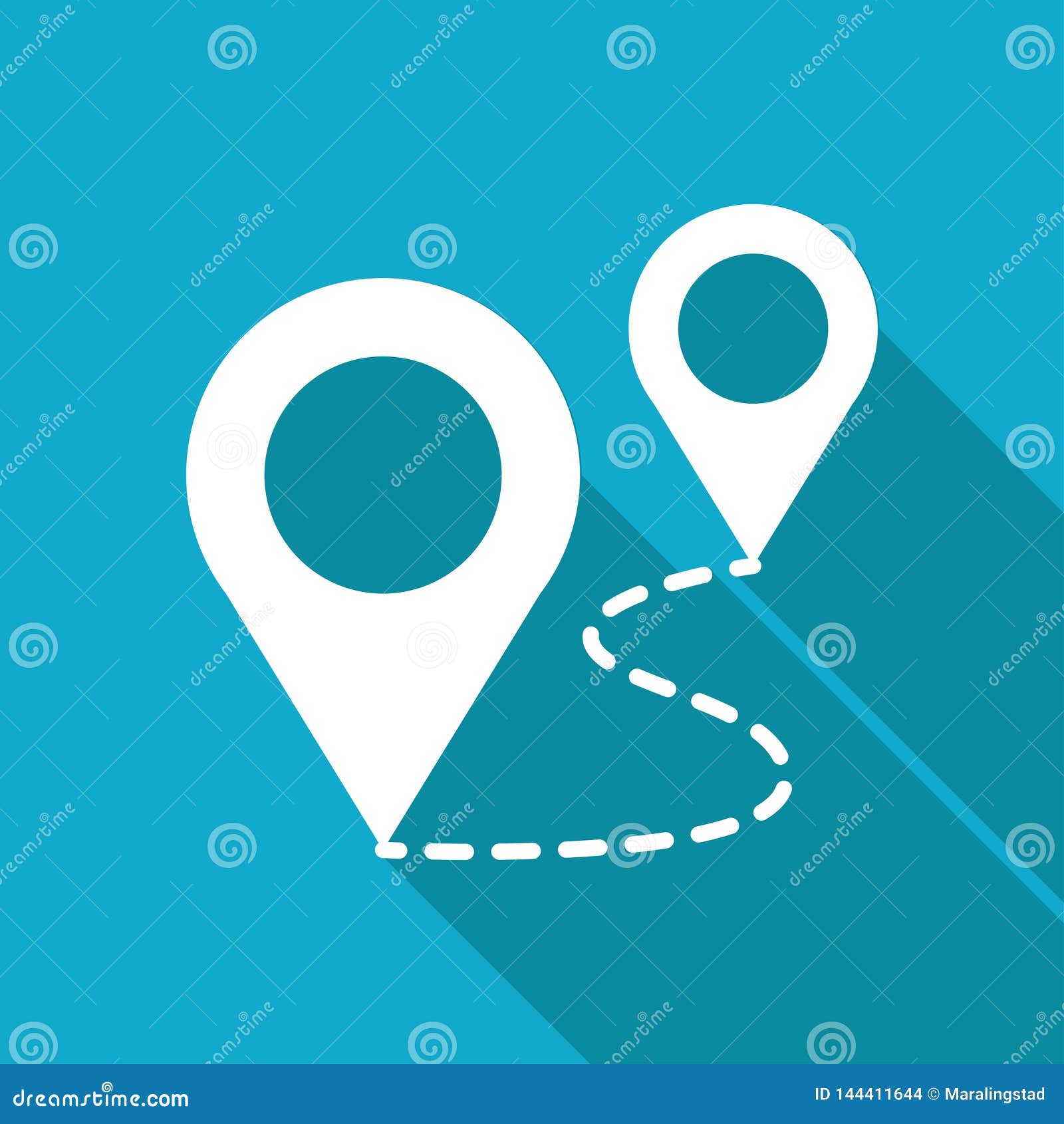 Route with Pins Illustration. Traveling Vector Icon Stock Illustration ...