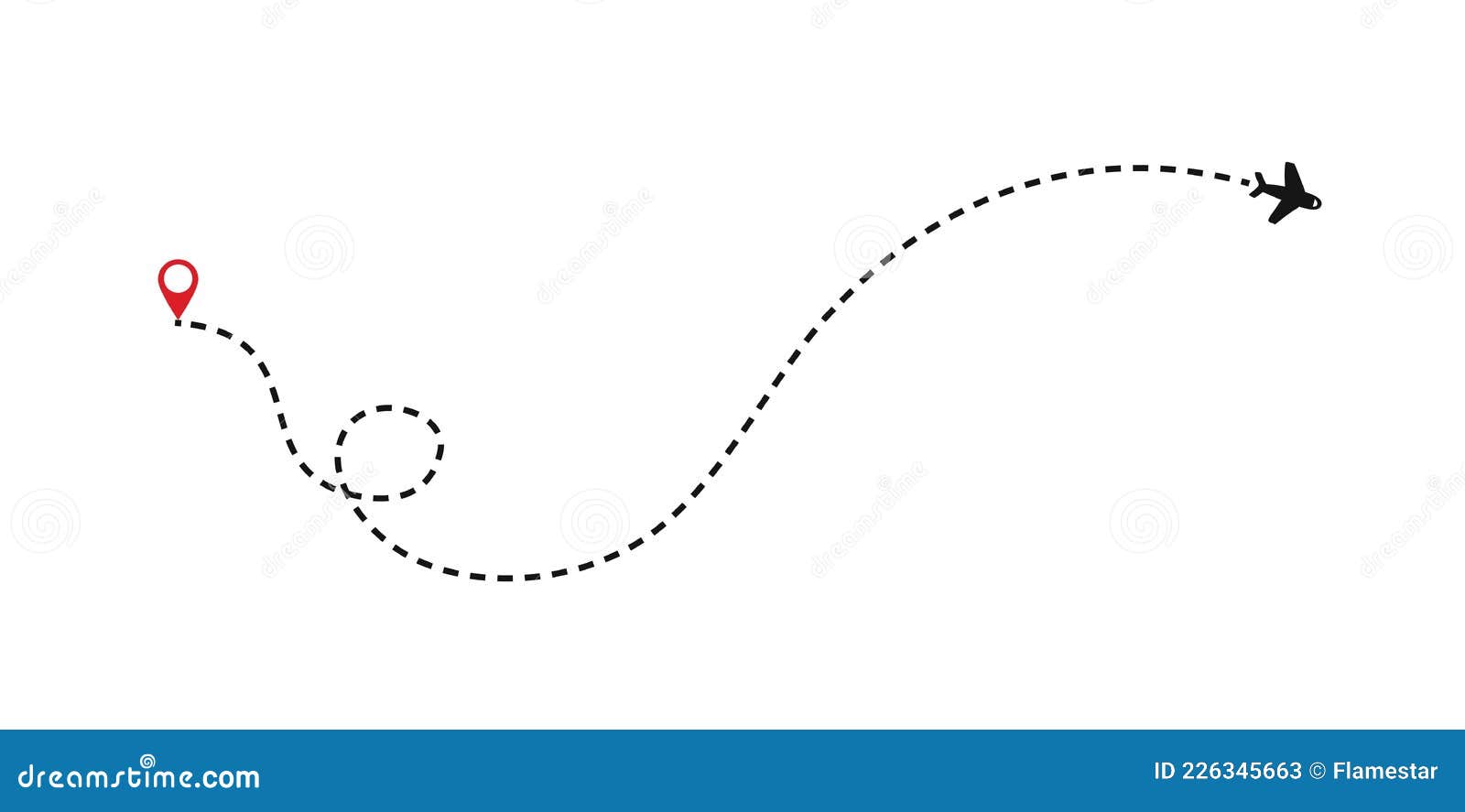 Route Of The Plane Airplane Flight Path With Dash Line And Dash Line