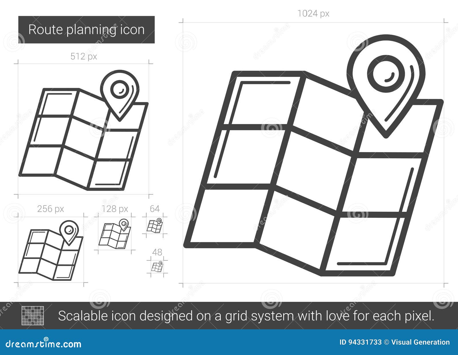Route planning line icon. stock vector. Illustration of minimal - 94331733