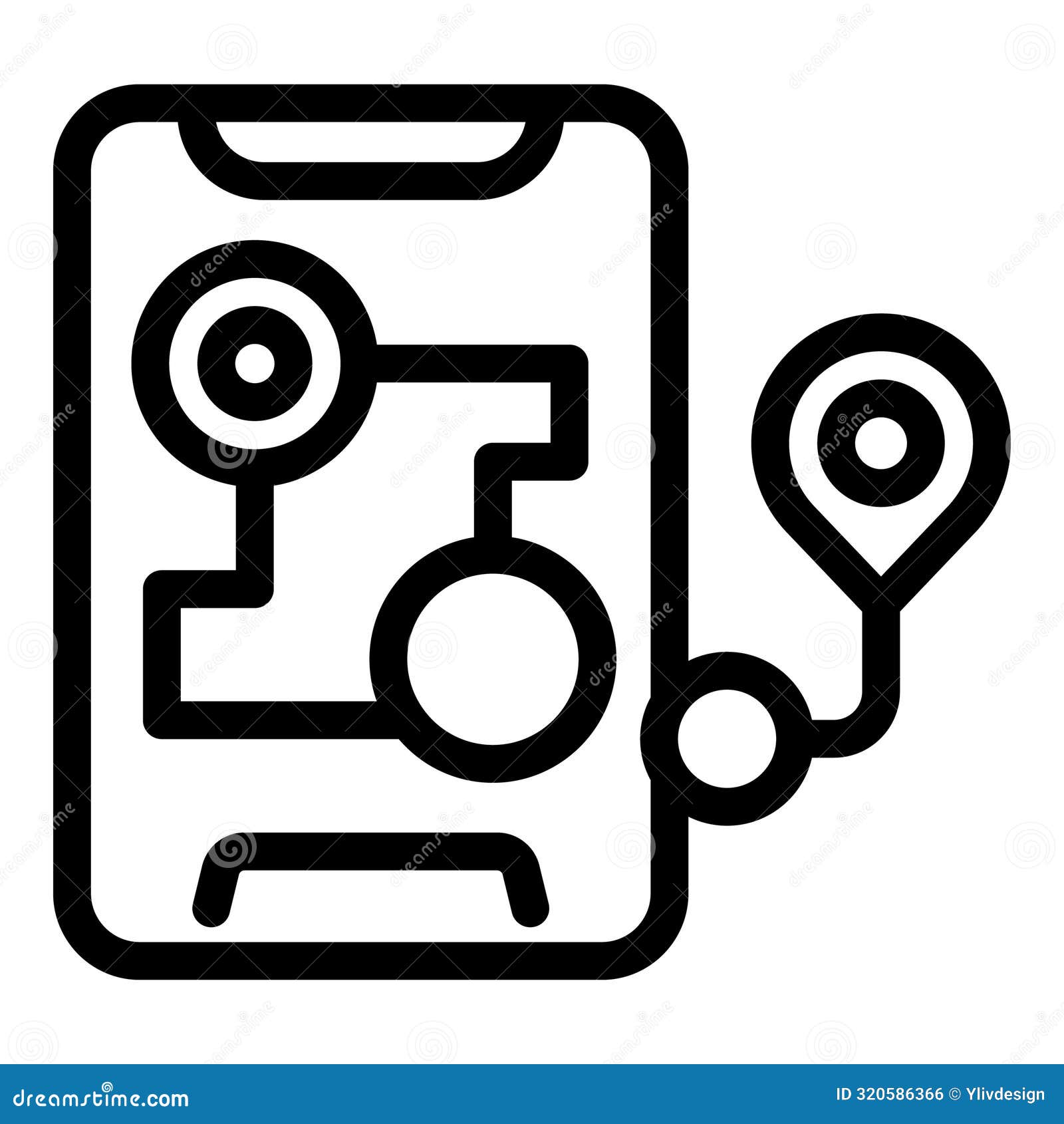 Route Planning Mobile App Icon Stock Vector - Illustration of road ...