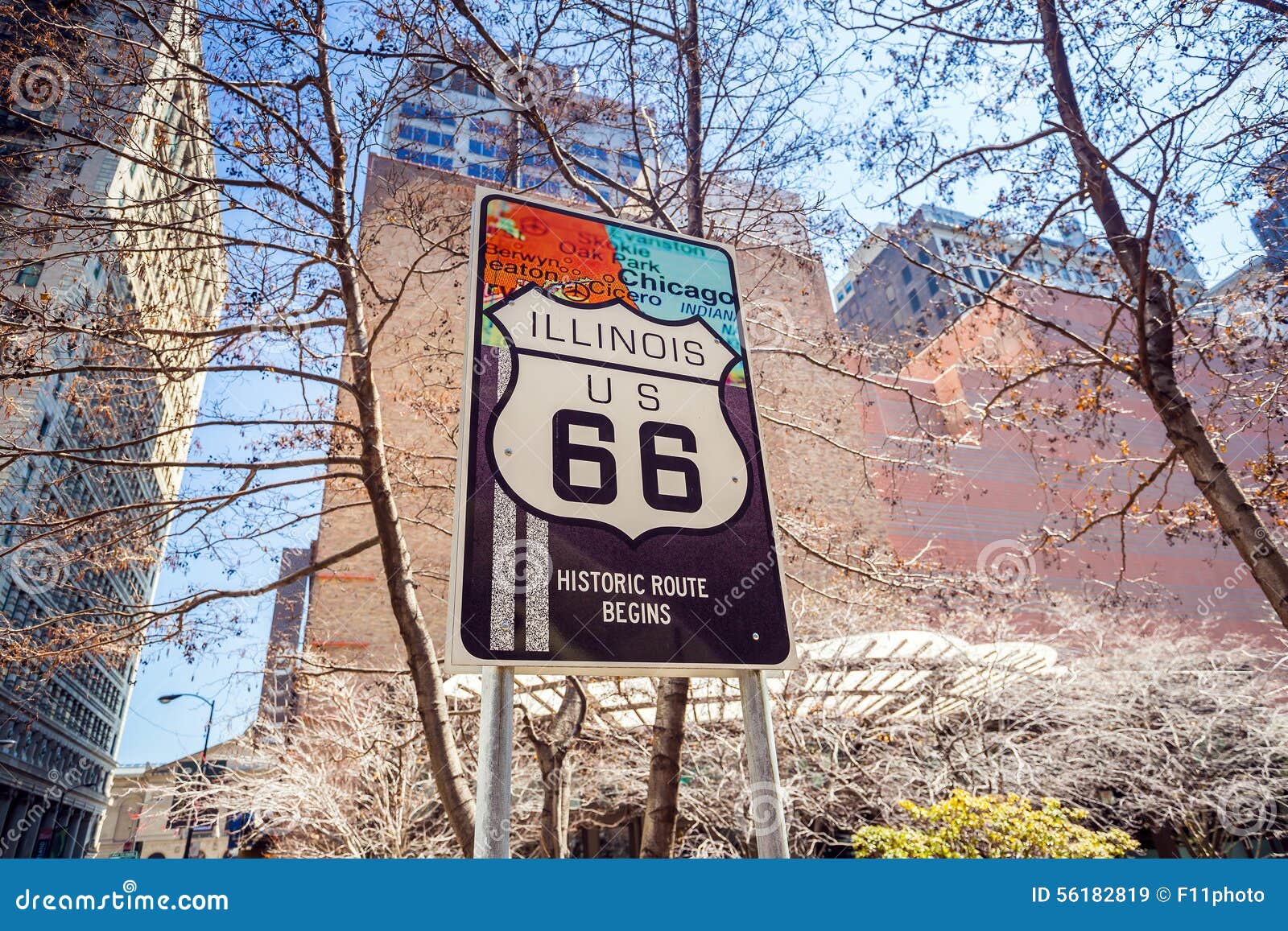 Route 66 sign in Chicago stock image. Image of metropolitan - 56182819
