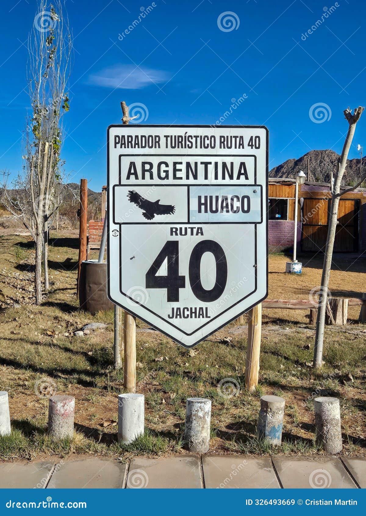 Route 40 Sign, in Huaco, San Juan Stock Image - Image of leading ...