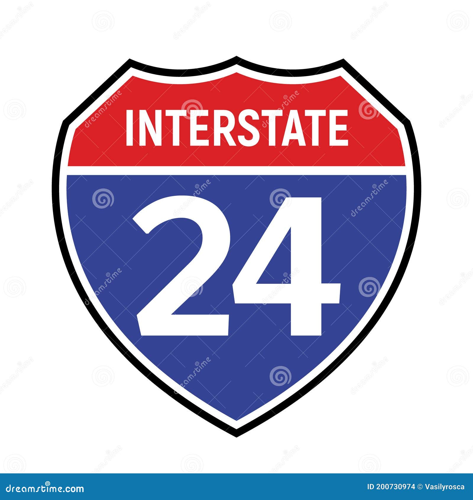 24 Route Sign Icon. Vector Road 24 Highway Interstate American Freeway ...