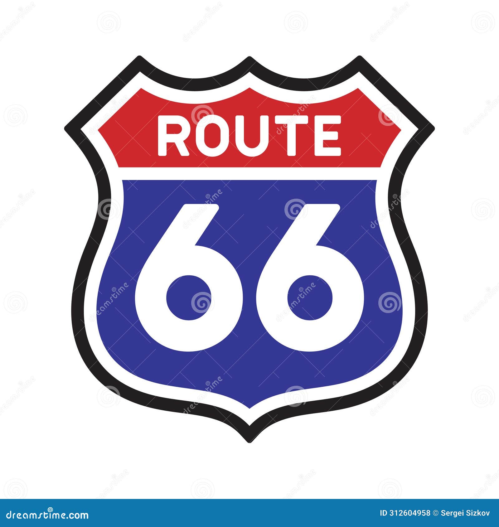 Route 66 Sign on White Background. Vector Stock Illustration ...
