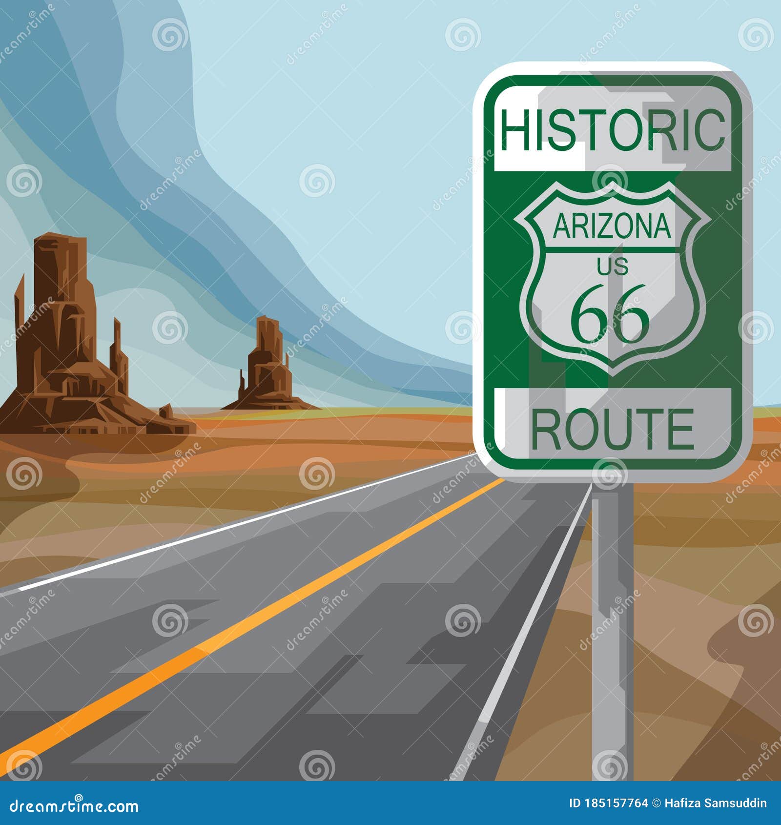 Route Sixty-six Sign Board. Vector Illustration Decorative Design Stock ...