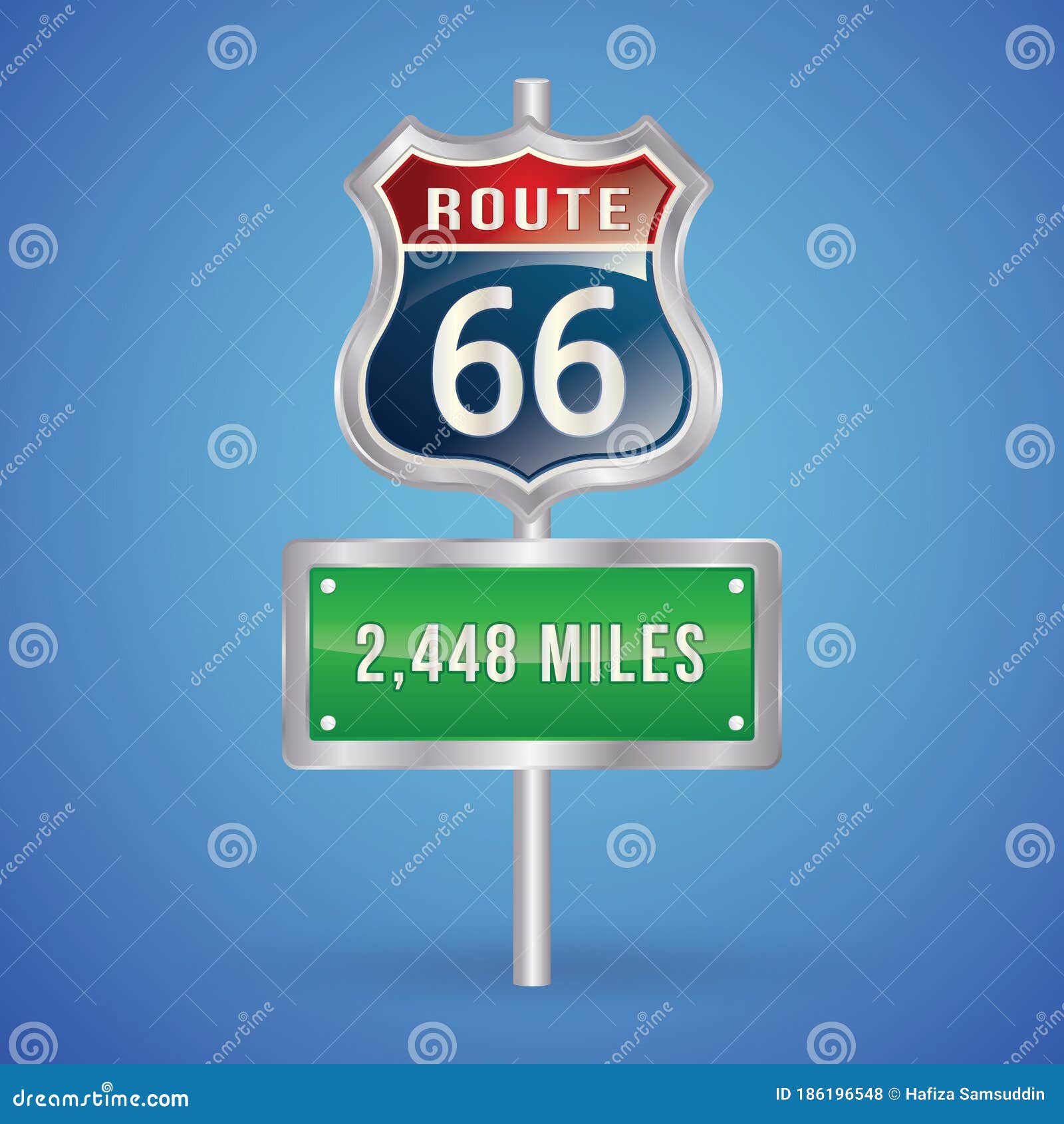 Route Sixty-six. Vector Illustration Decorative Design Stock Vector ...