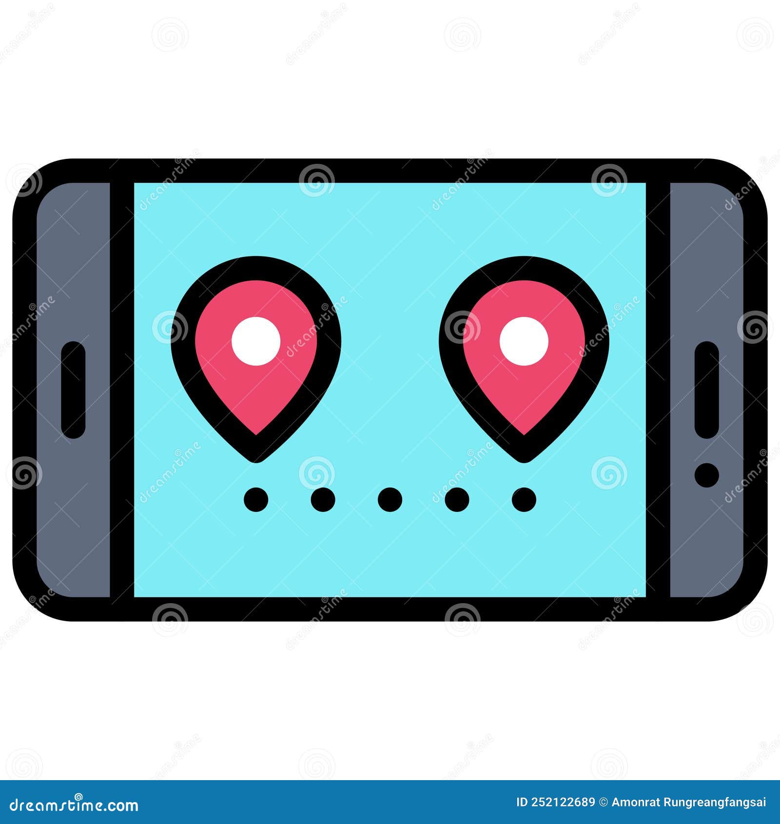 Route on Smartphone Icon, Location Map and Navigation Vector Stock ...