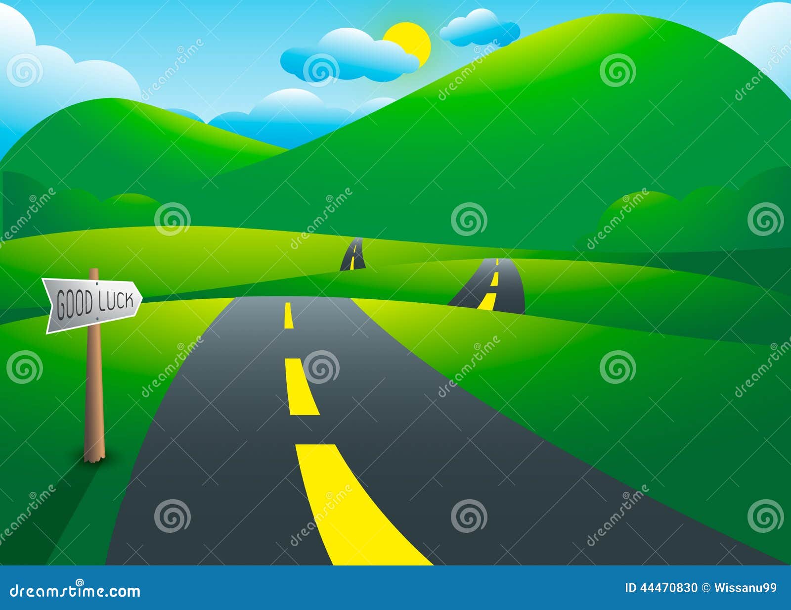 Route Sur Les Collines Avec Le Paysage De Montagne Illustration de ...