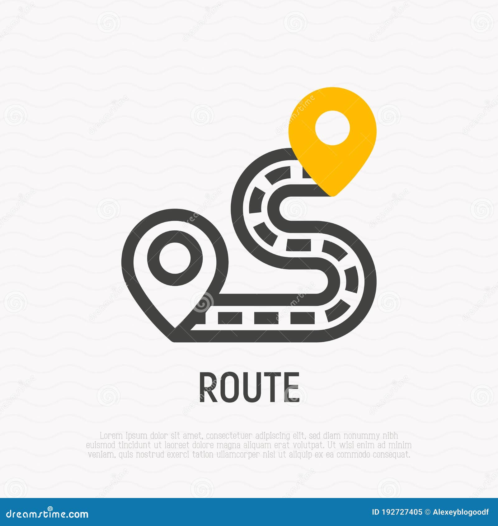 Route Thin Line Icon: Pointers are at the Start and at the End of Road ...